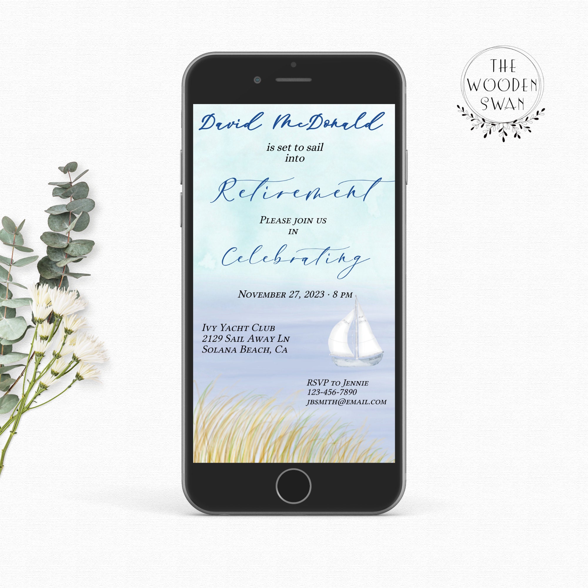 Electronic Retirement Invitation Template, Digital Retirement Evite ...