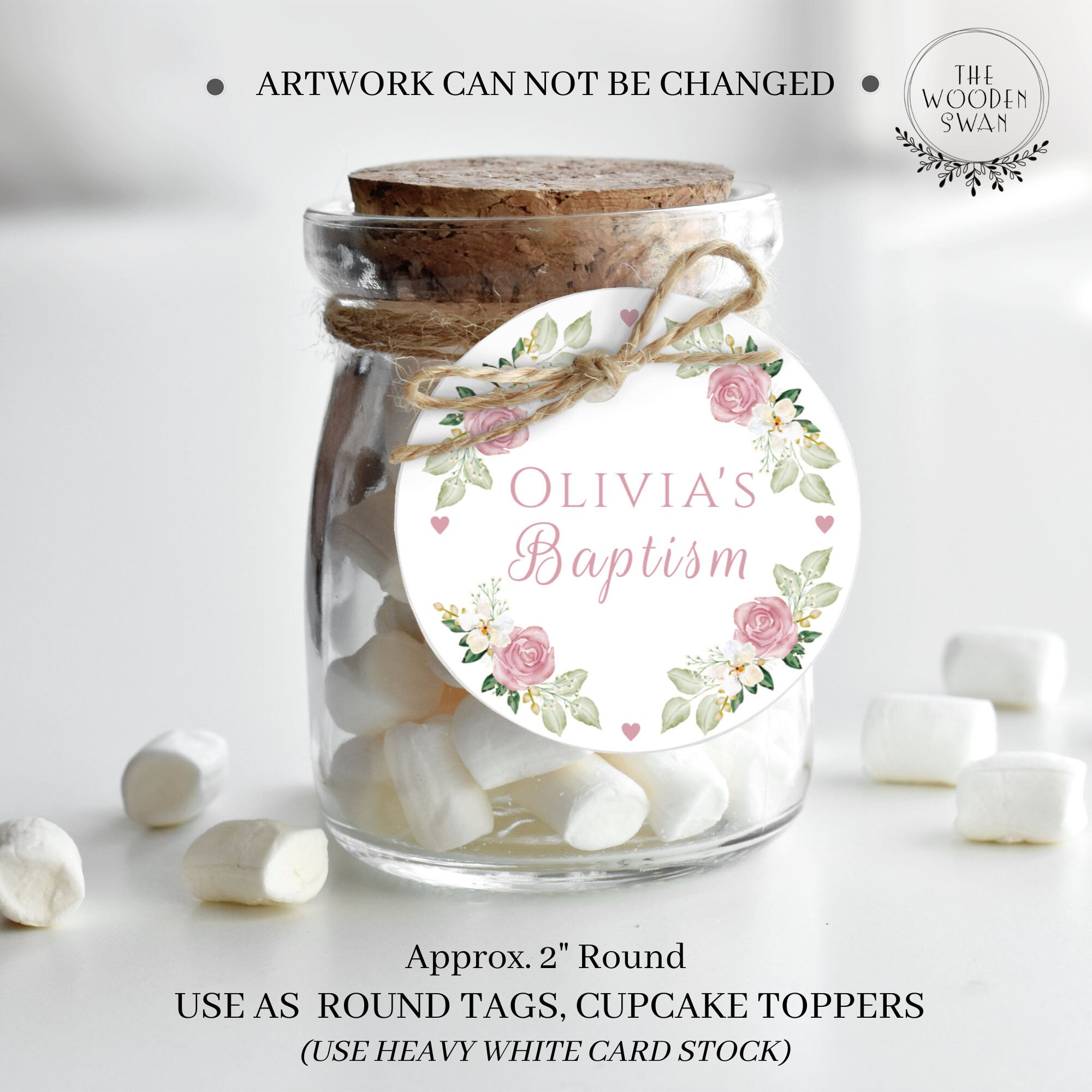 Printable Baptism Round Tags Template, Cupcake Toppers, Round Gift Tags ...