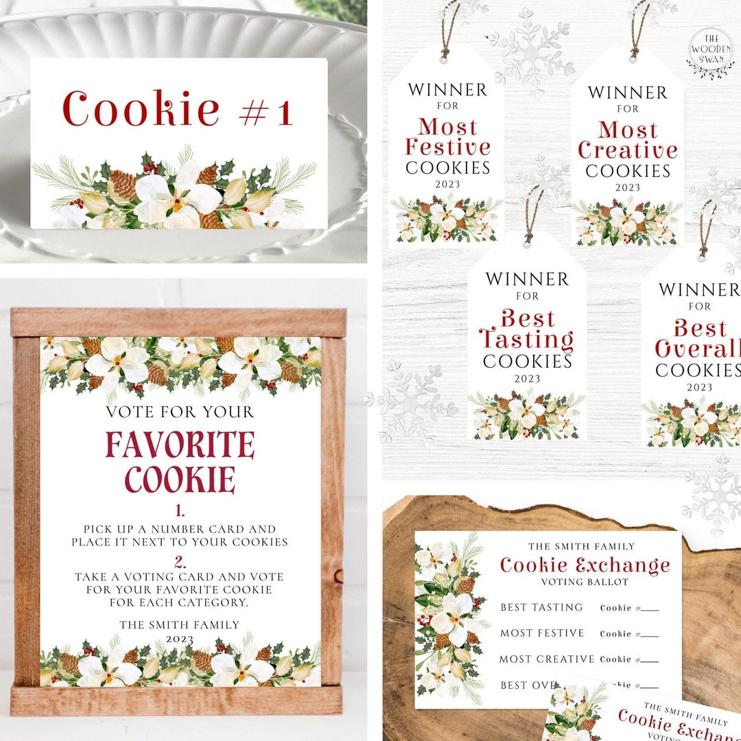 Printable Christmas Cookie Exchange Templates, DIY Templates, Cookie ...