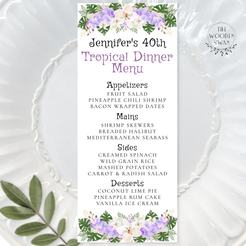 Printable Tropical Dinner Menu Template Luau Party Menu DIY - Etsy