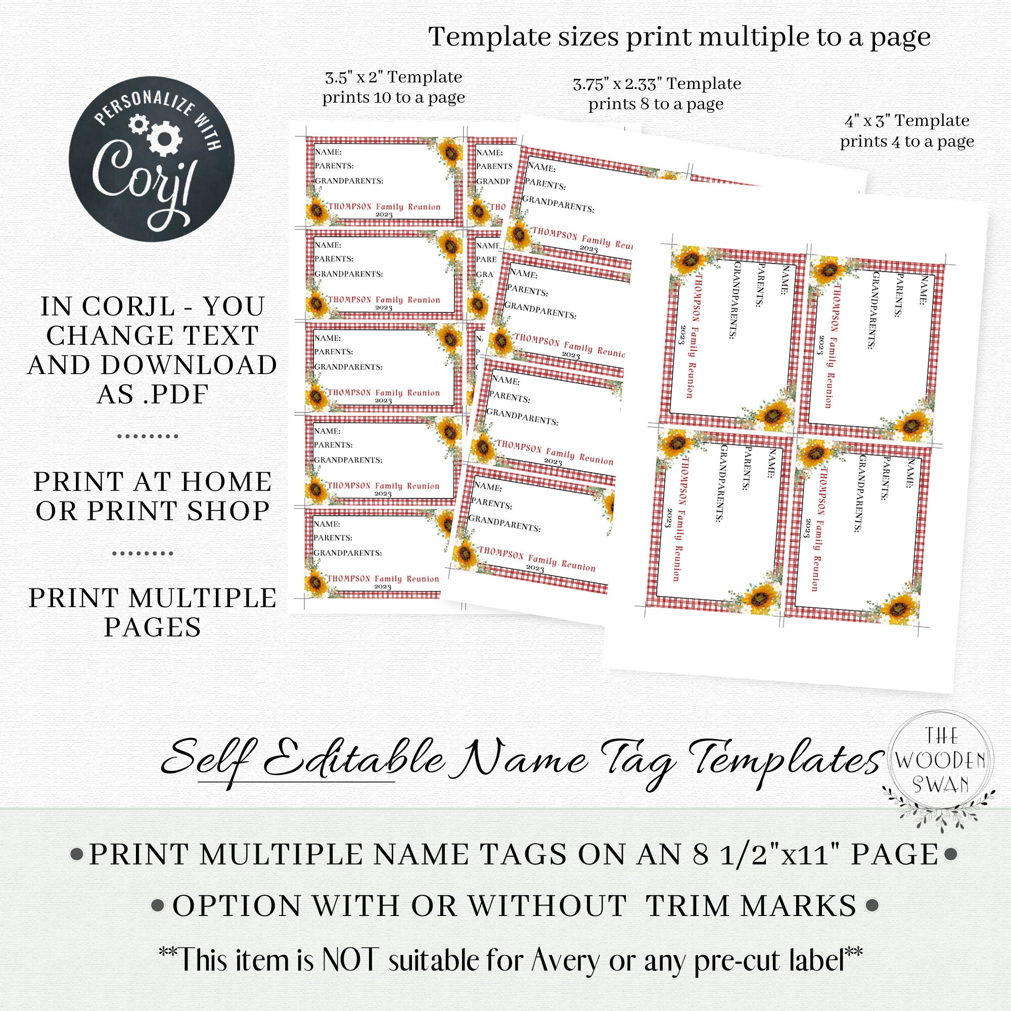 Family Reunion Name Tag Template, Party Name Tags, Family Celebration ...