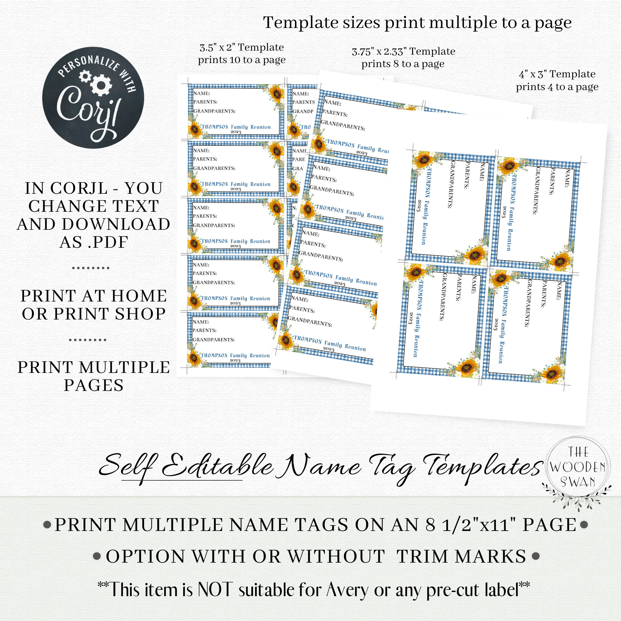 Family Reunion Name Tag Template, Party Name Tags, Family Celebration ...