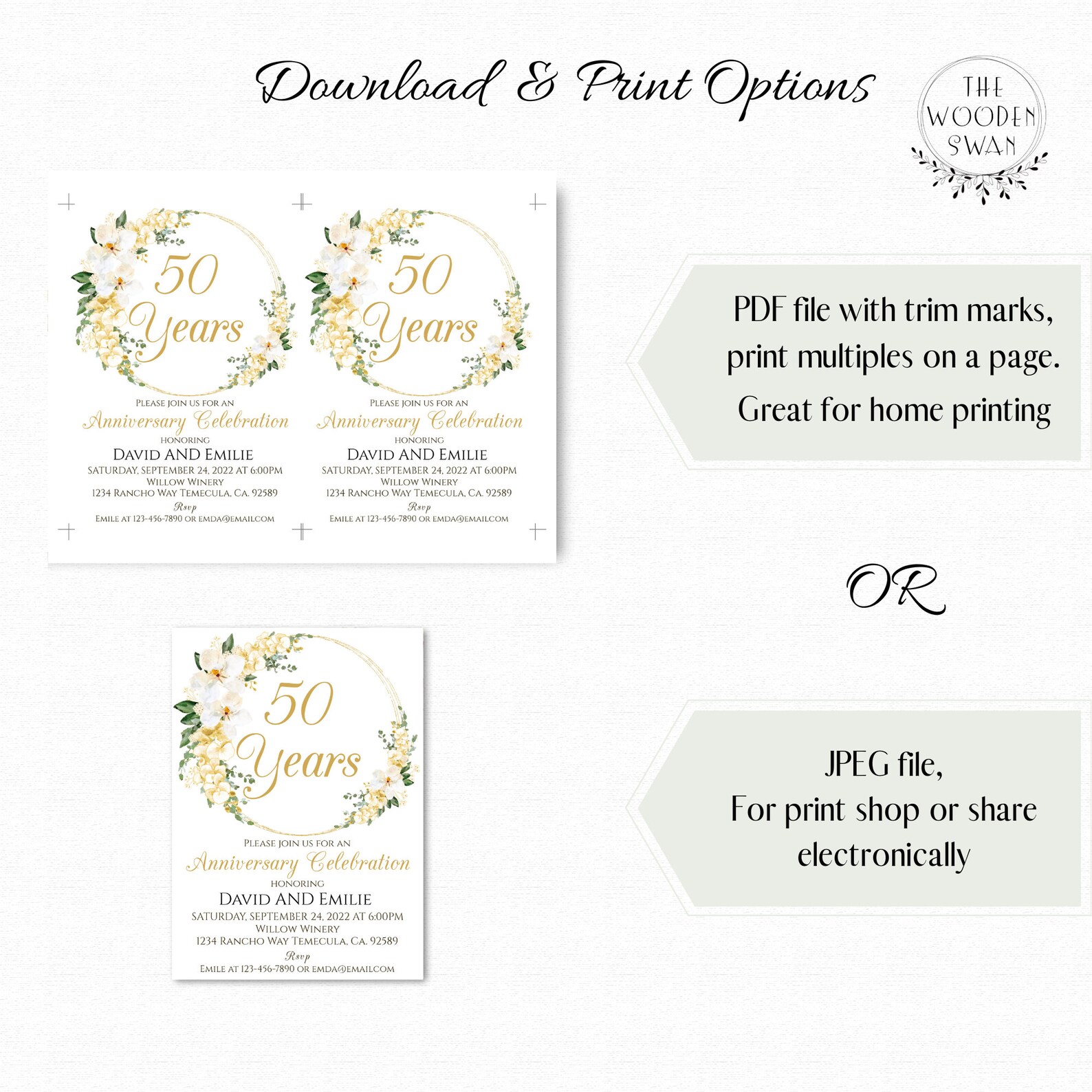 Printable Anniversary Invitation Template Golden Anniversary - Etsy
