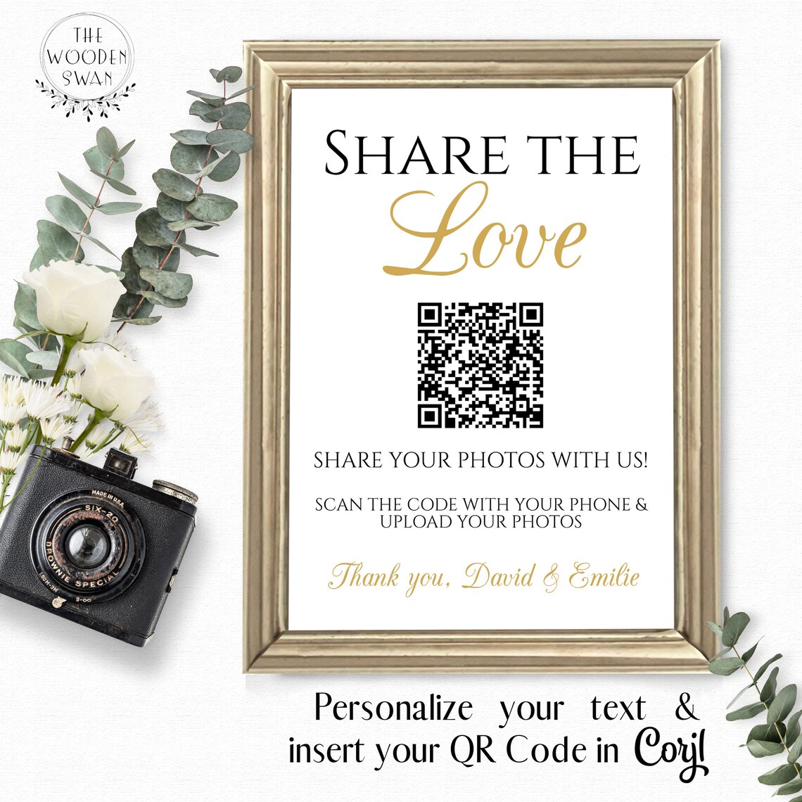 Printable Share the Love Sign Template, QR Code Sign, Photo Sharing ...