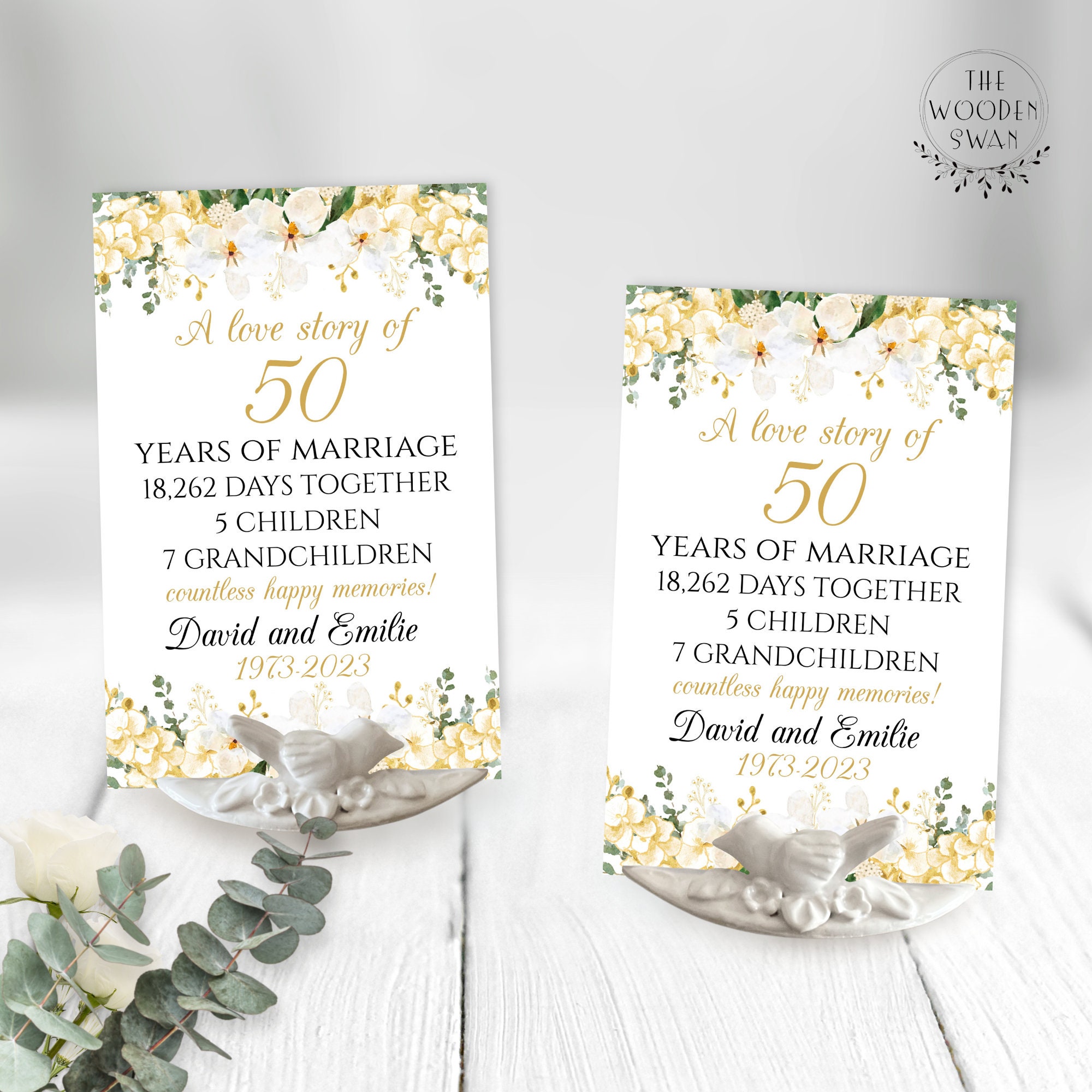 Printable Table Sign Template, 50th Wedding Anniversary, Modern Floral ...