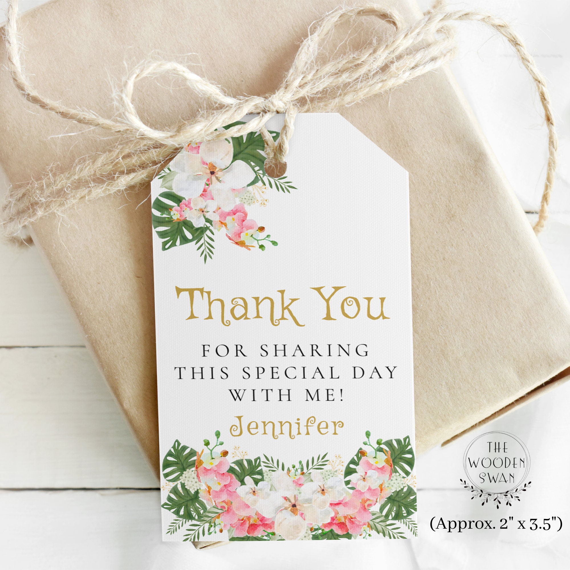 Printable Tropical Favor Tag Template, Thank You Gift Tag, Tropical ...