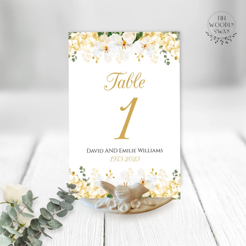 Printable Table Numbers Template, 50th Anniversary Table Numbers ...