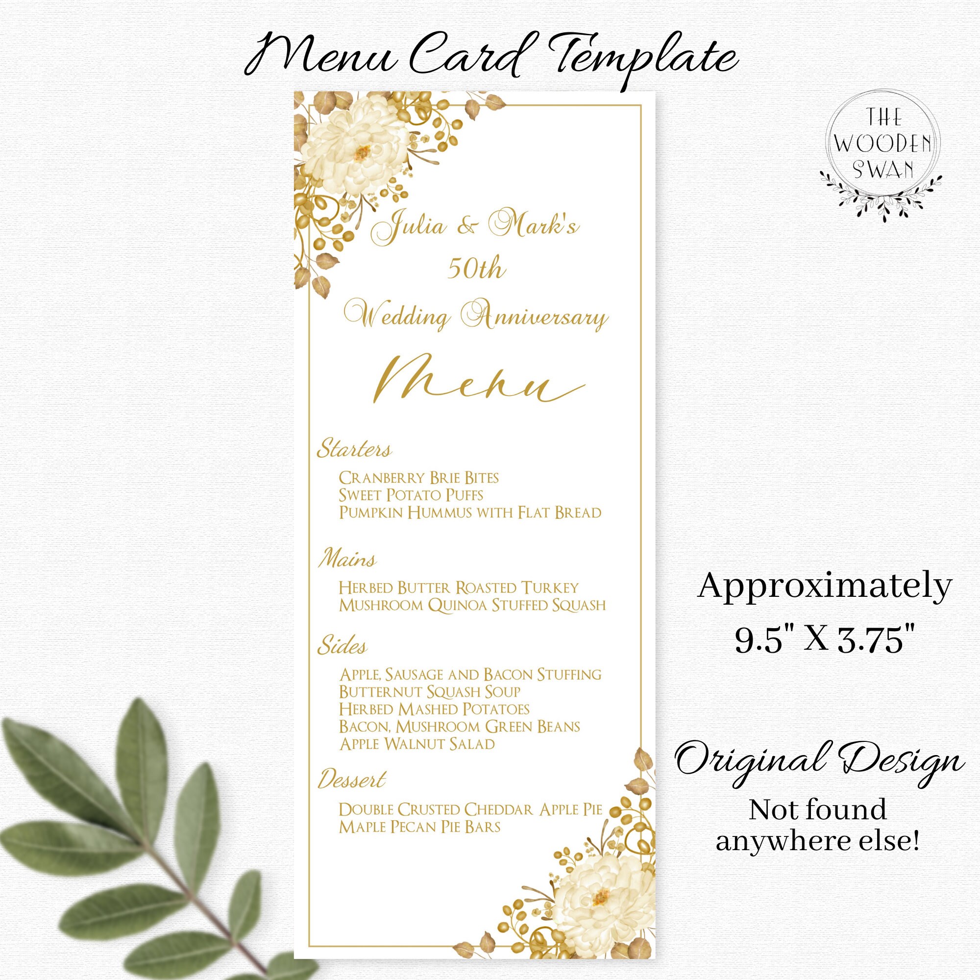 Anniversary Dinner Party Menu Template, DIY Printable Event Menu, You ...
