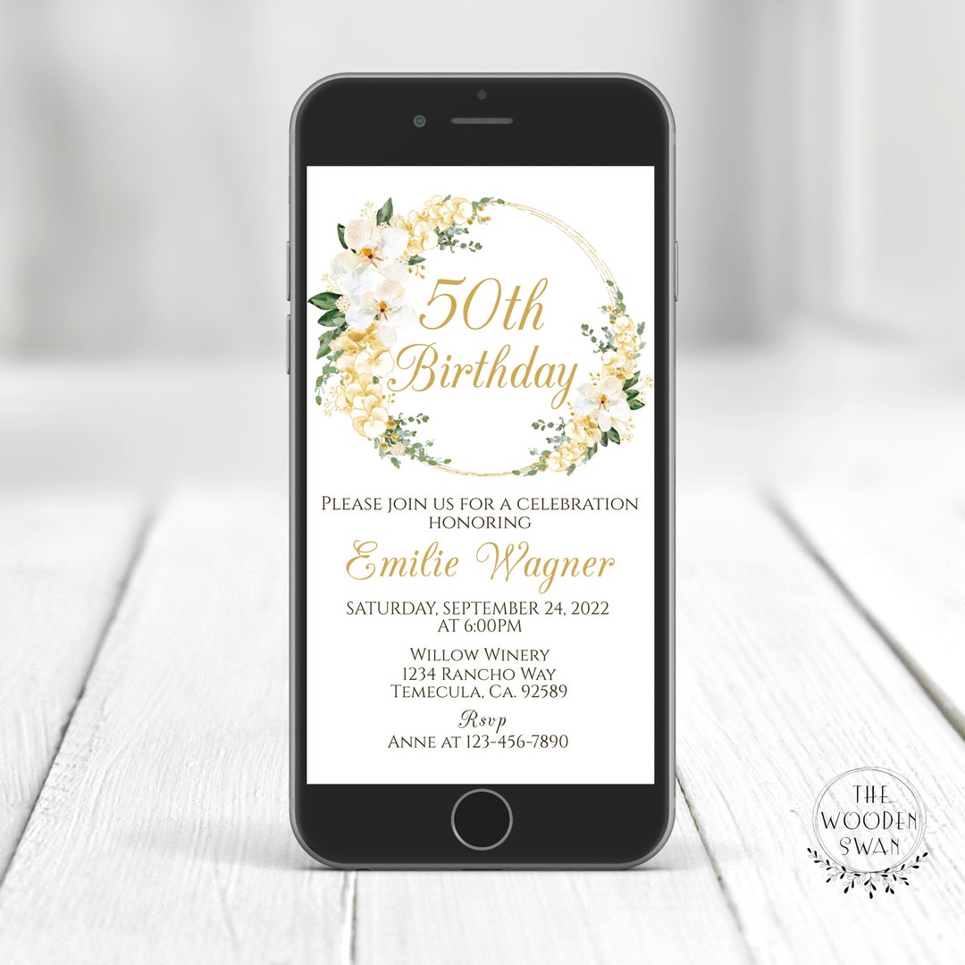 Electronic 50th Birthday Invitation Template Digital - Etsy