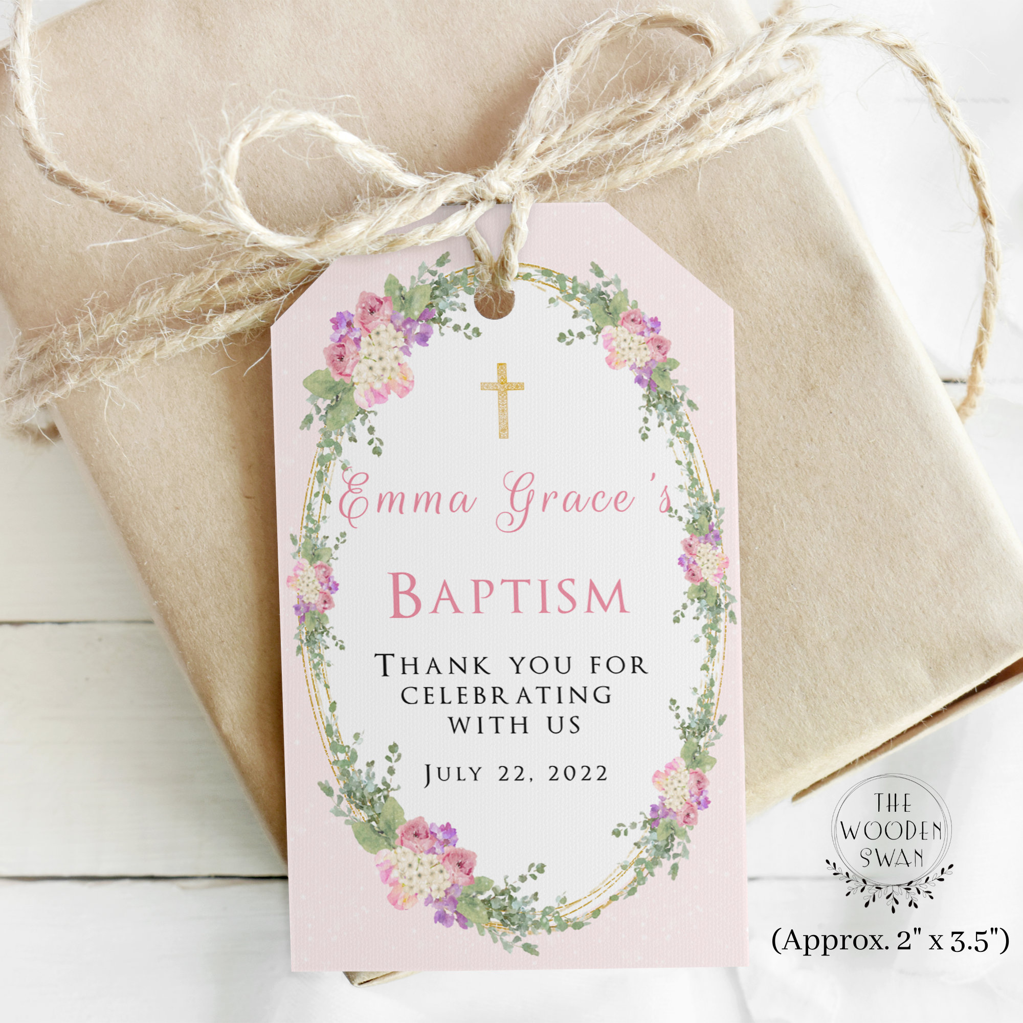 Printable Baptism Favor Tag Template Christening Keepsake - Etsy