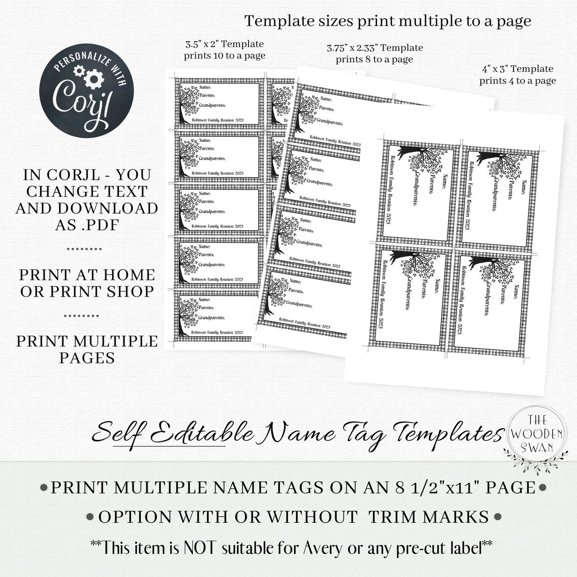 Family Reunion Name Tag Template , Party Name Tags, Family Celebration ...