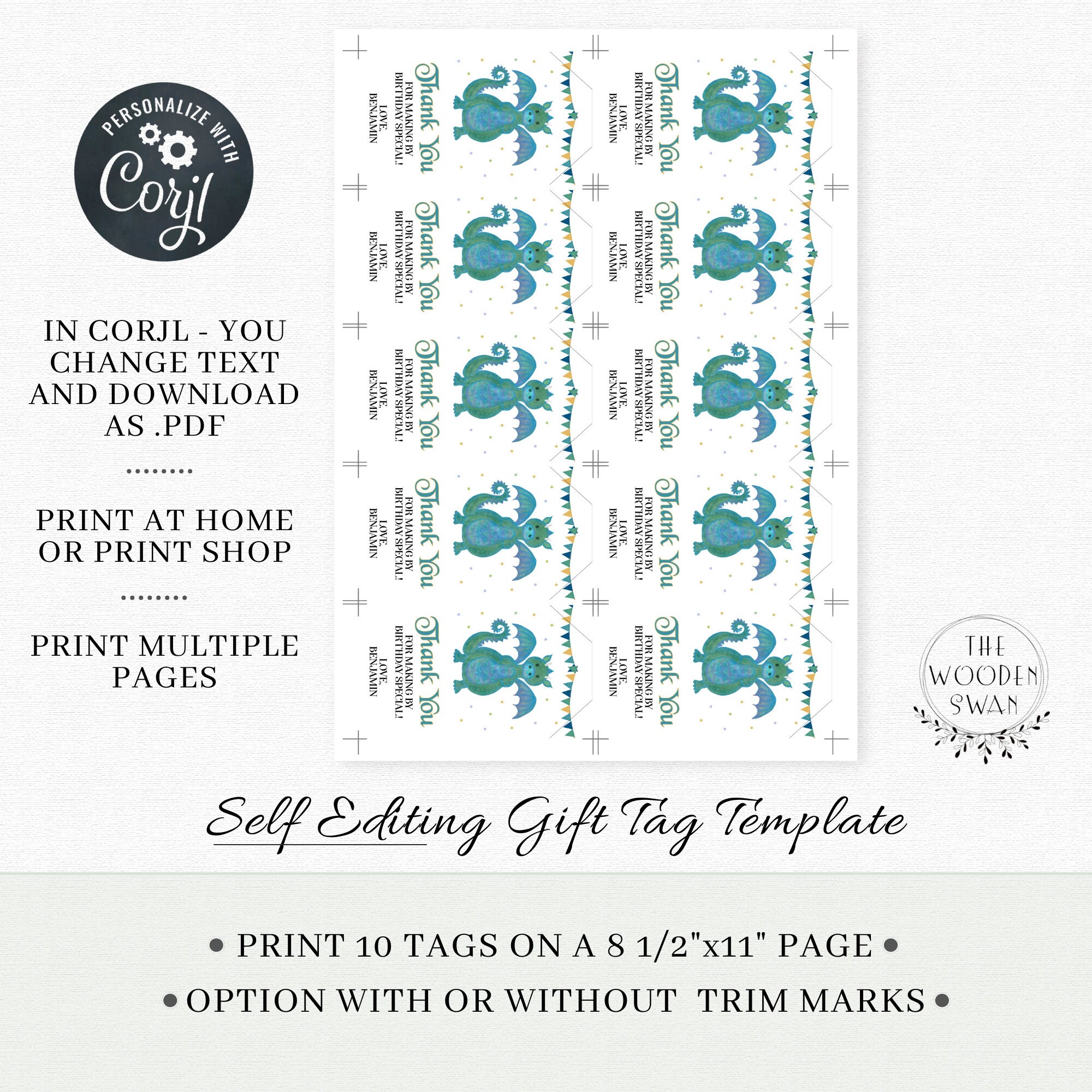 Printable Favor Tag Template, Thank You Gift Tag, Birthday Favor Tag ...