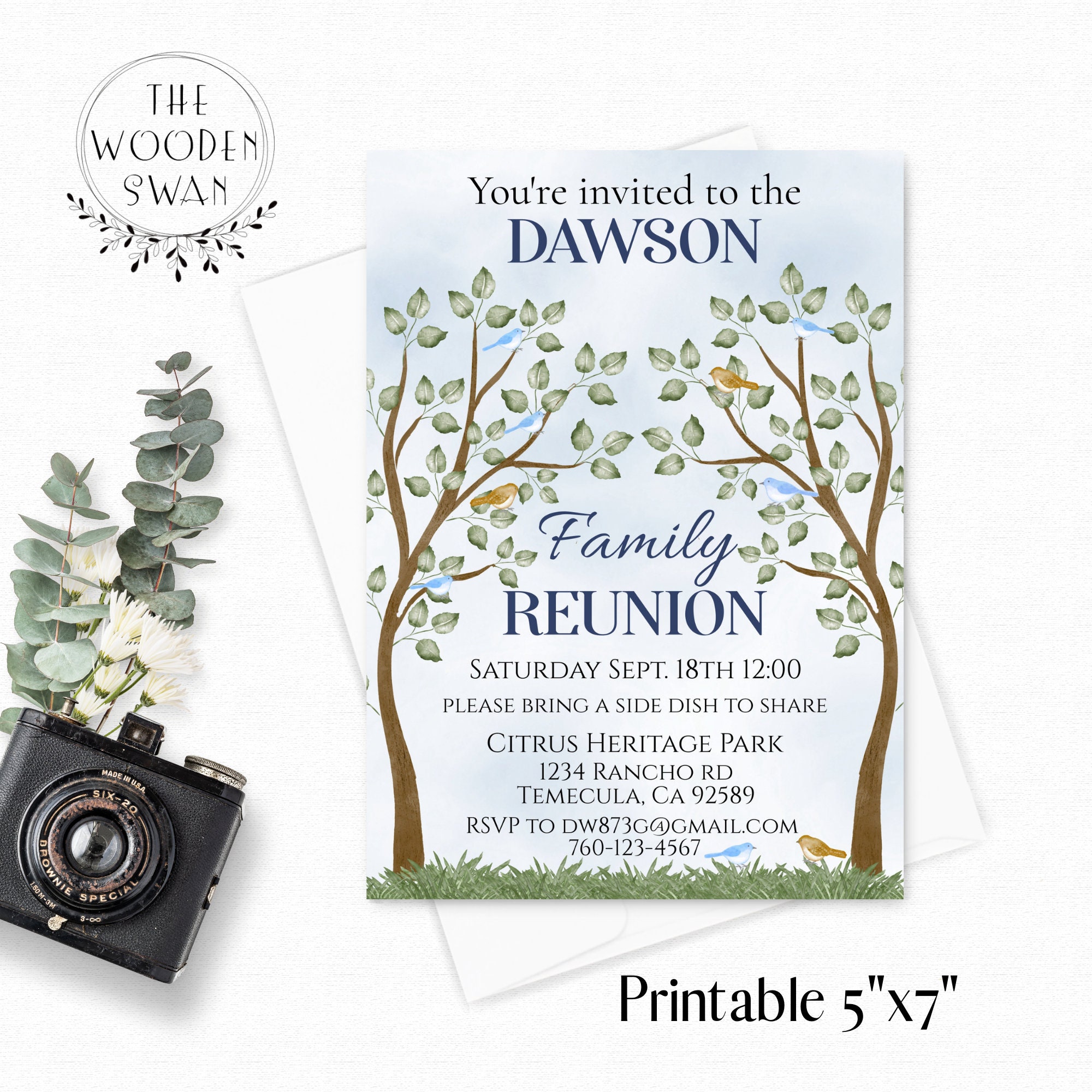 Family Reunion Invitation, Family Reunion Party, 5x7 Printable Invite ...