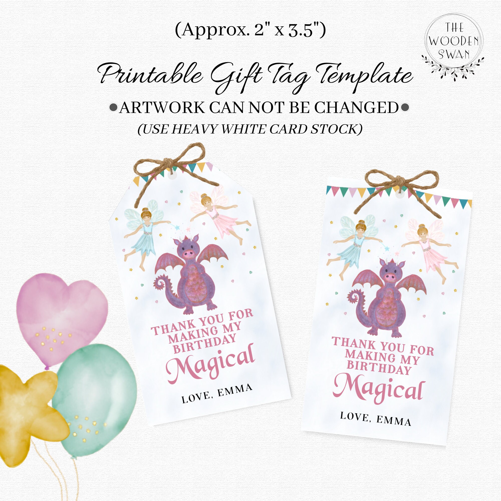 Editable Favor Tag Template, Thank You Gift Tag, Magical Birthday ...