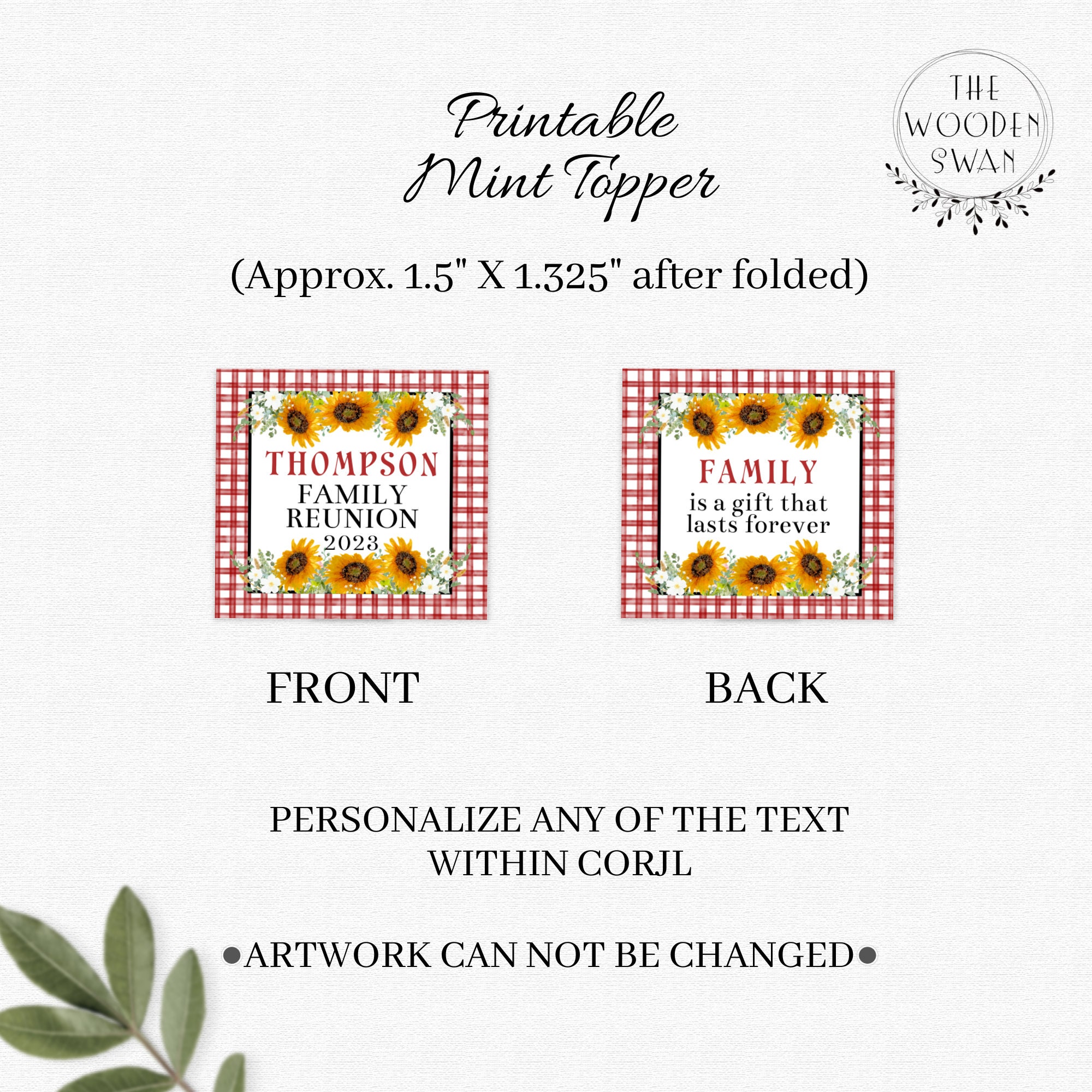 Printable Family Reunion Mint Topper Template, Country Sunflowers ...