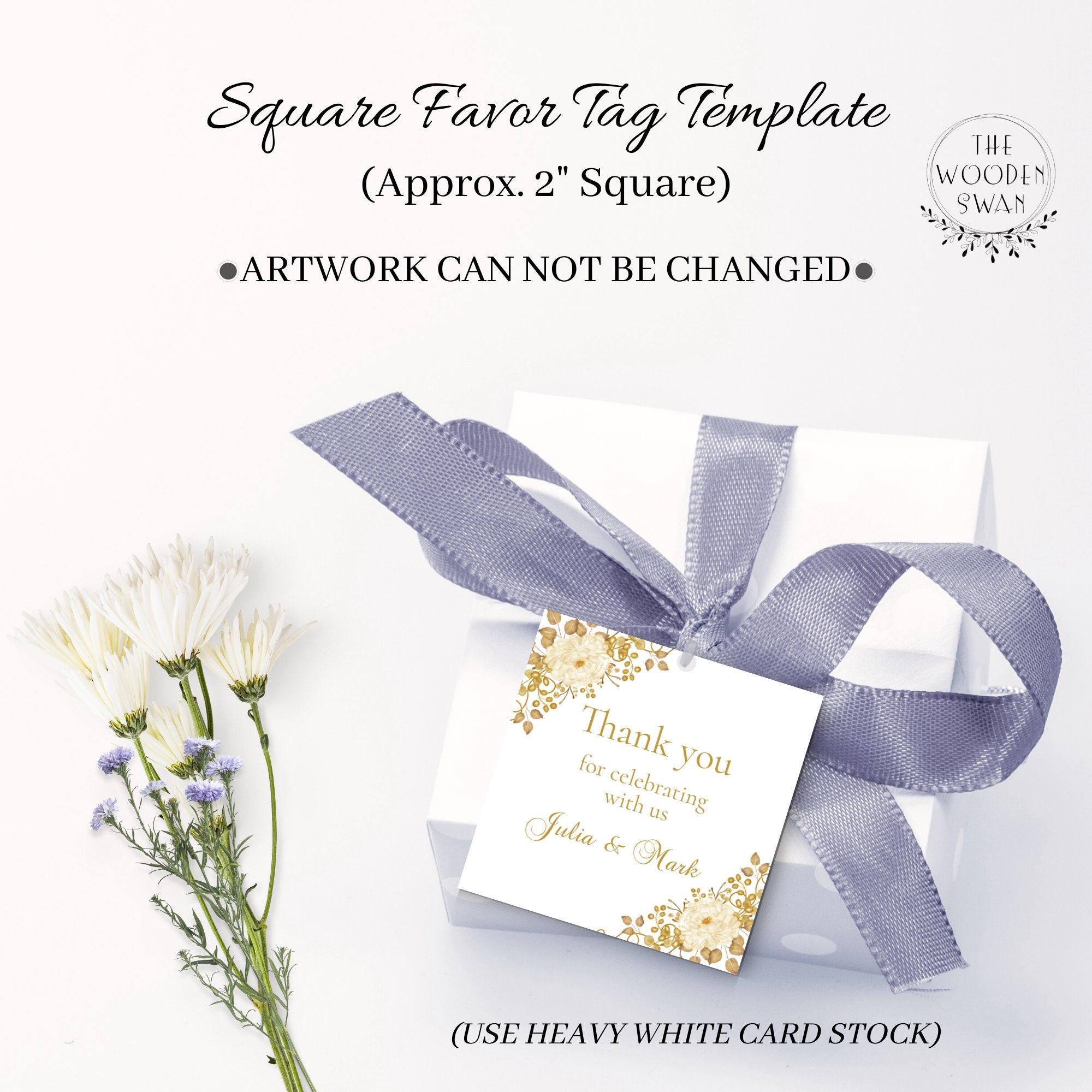 Anniversary 2 Square Tag Template, Square Gift Tag, Anniversary Party ...