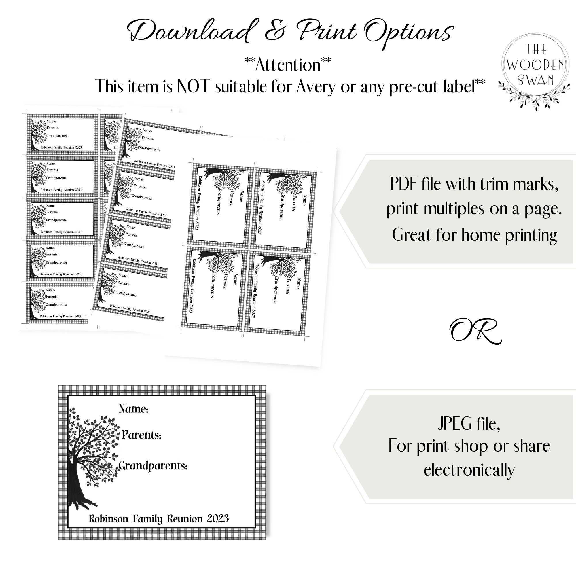 Family Reunion Name Tag Template , Party Name Tags, Family Celebration ...