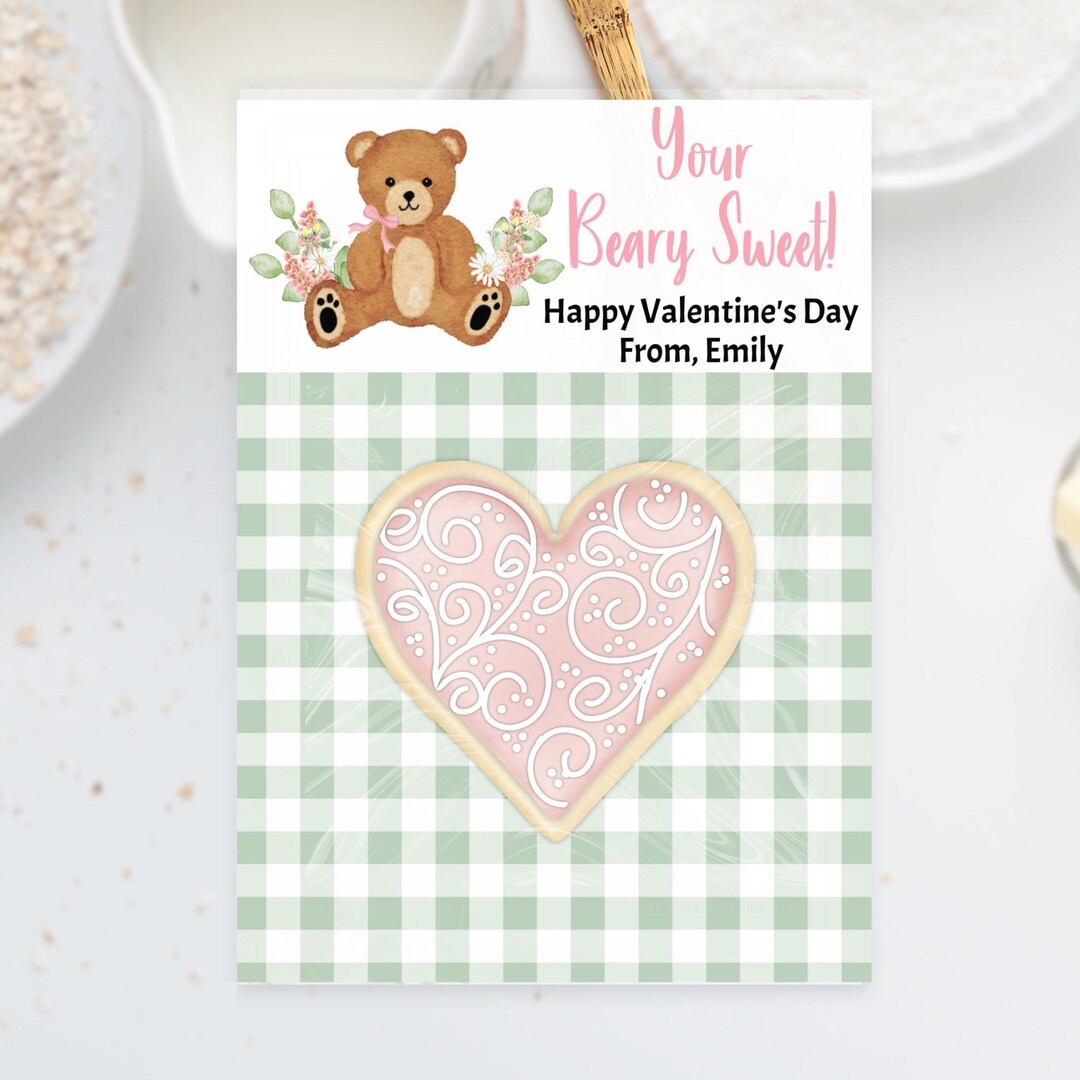 Printable Valentine Cookie Card, Packaging Card for Cookie, Digital ...