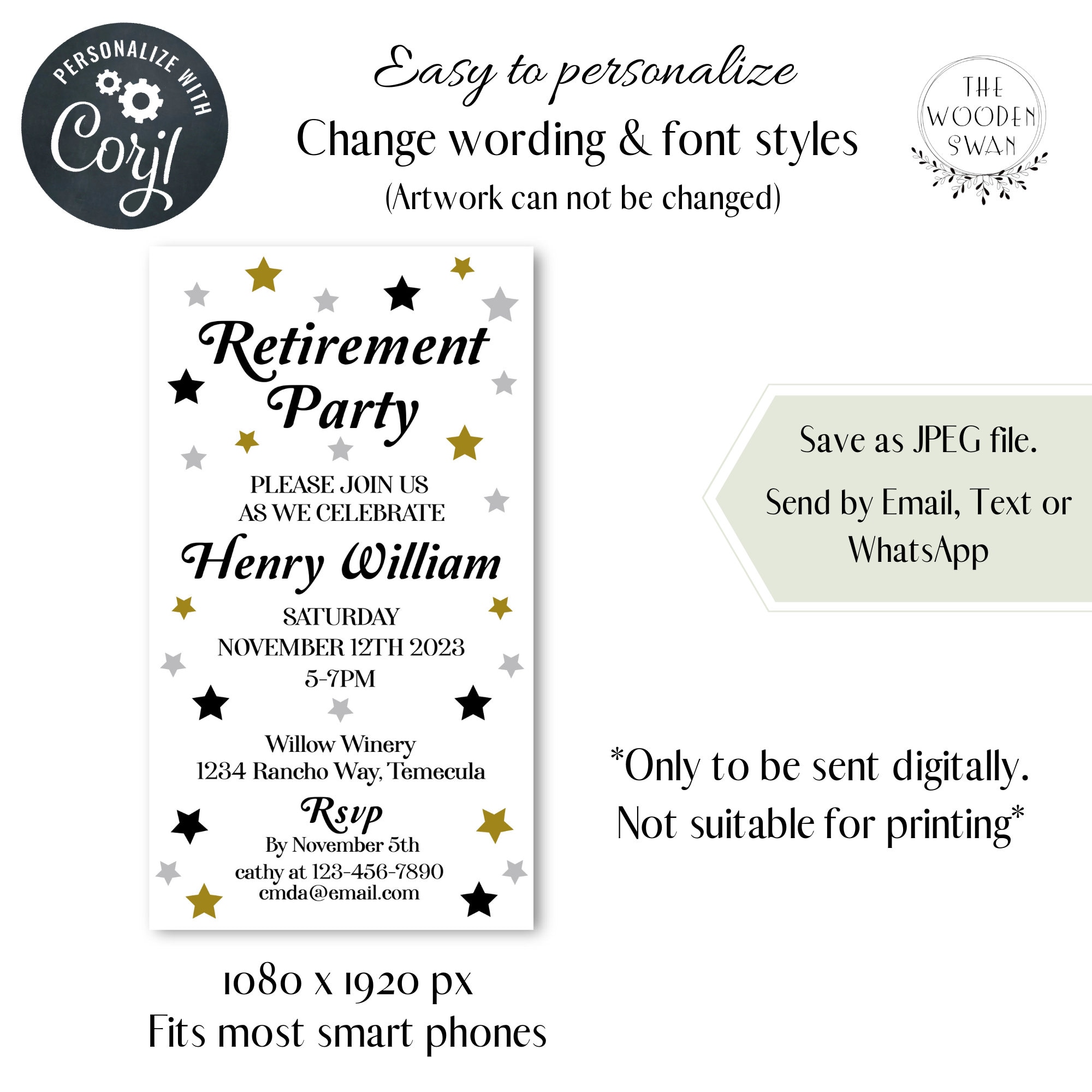 Electronic Retirement Invitation Digital Retirement Evite Co - Etsy
