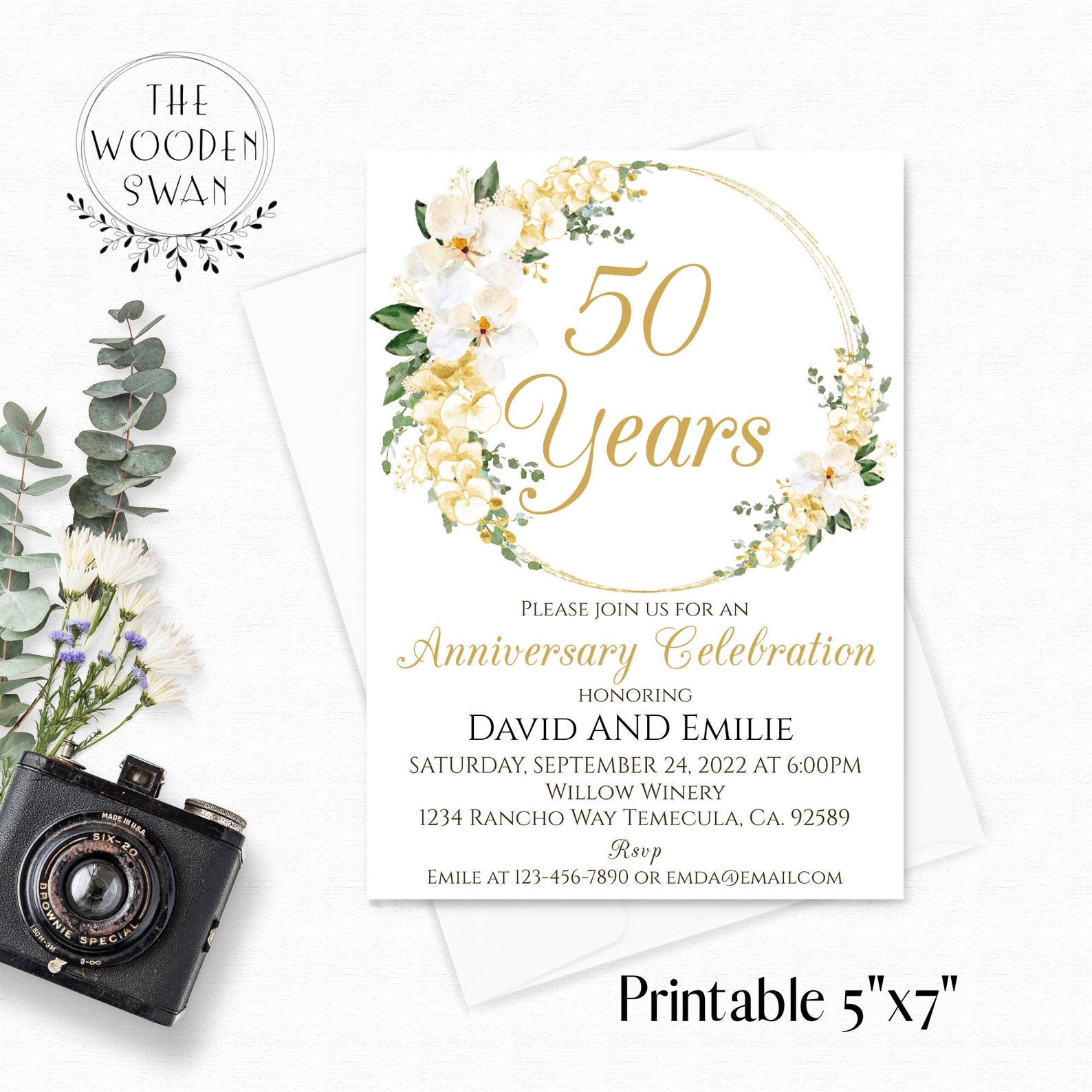 Printable Anniversary Invitation Template Golden Anniversary - Etsy
