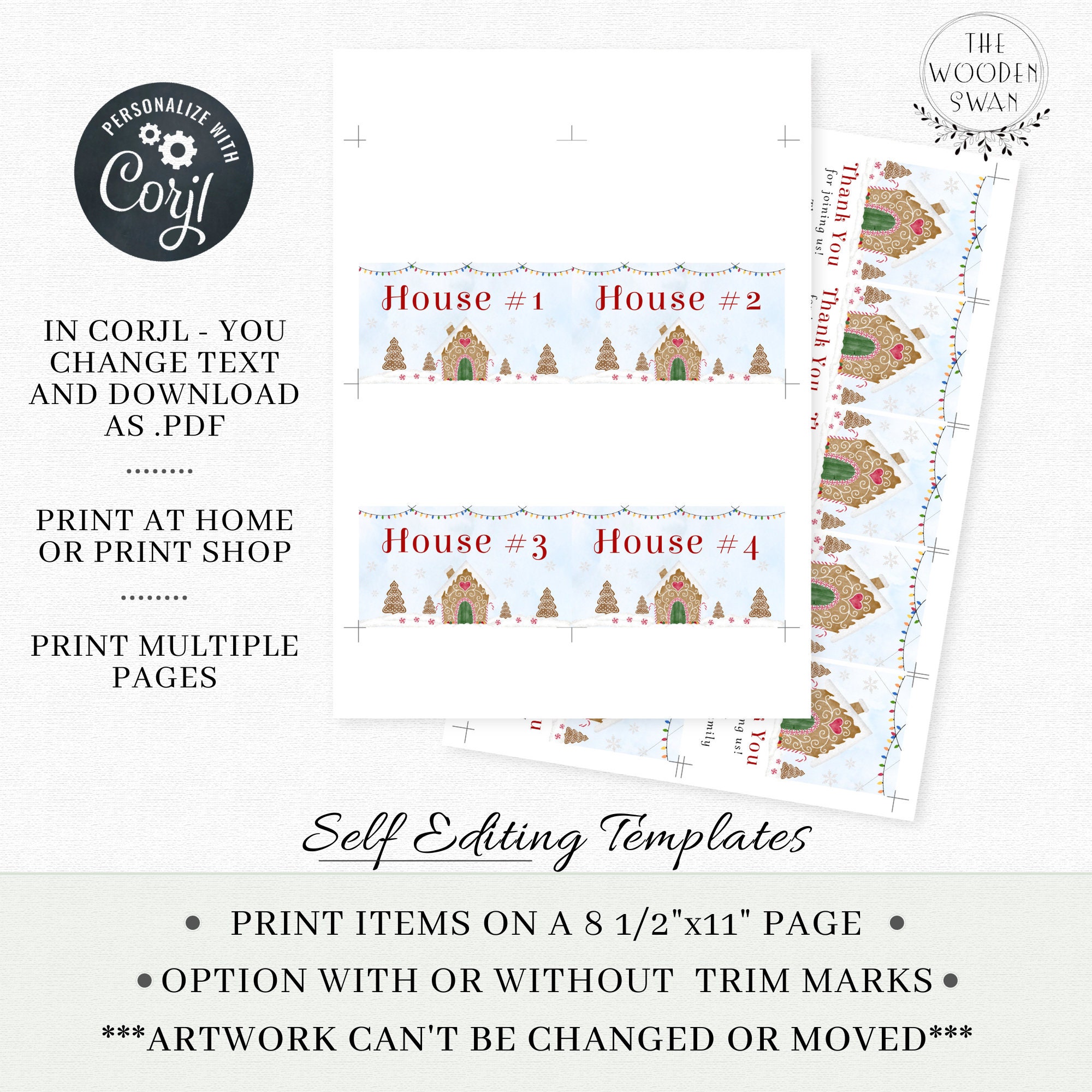 Printable Christmas Gingerbread House Decorating Templates, DIY ...