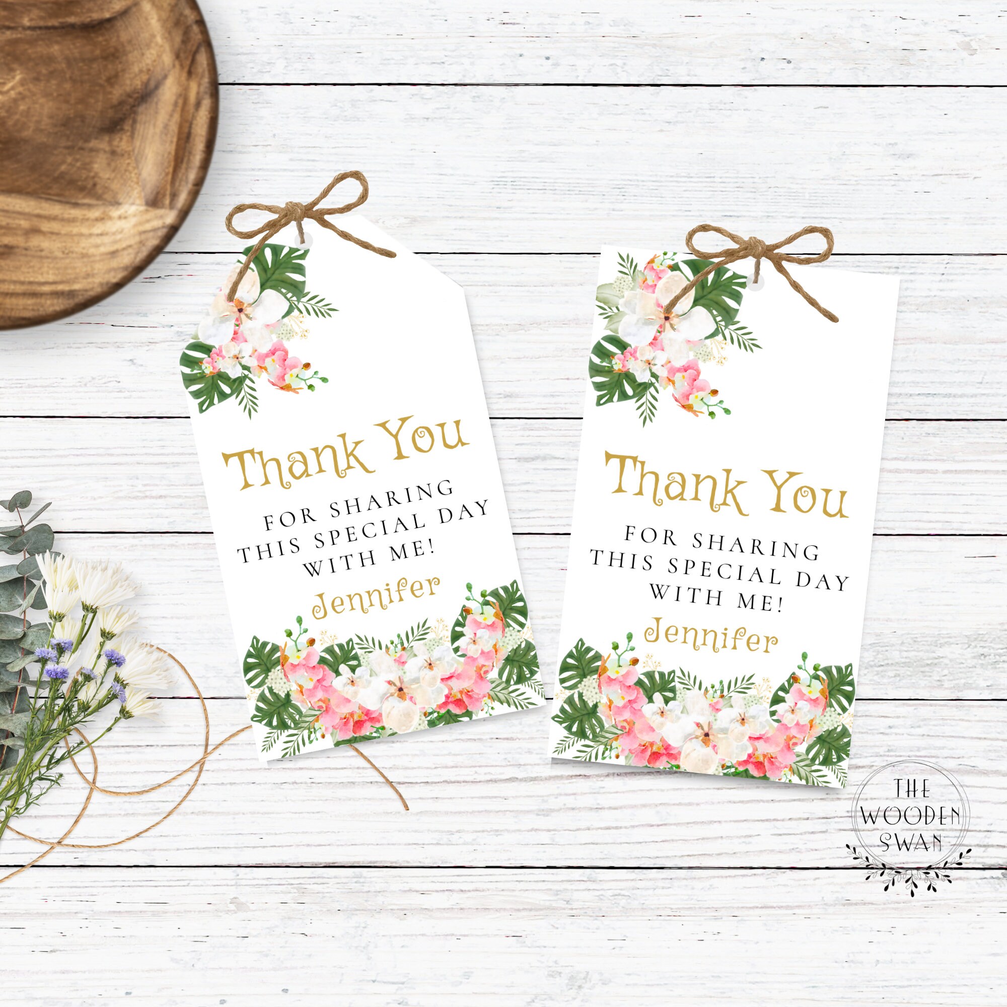 Printable Tropical Favor Tag Template Thank You Gift Tag - Etsy