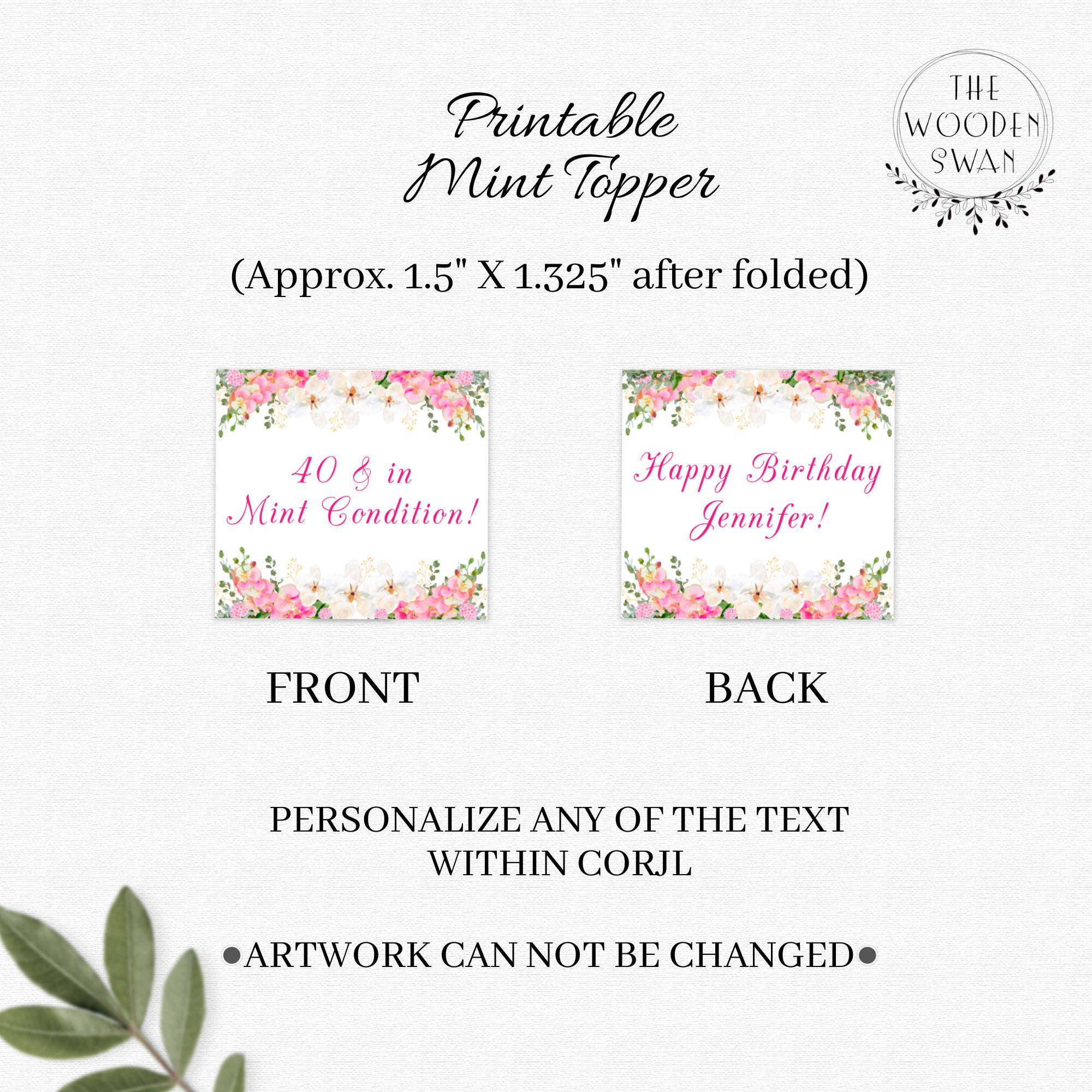 Printable Birthday Mint Favor Topper Template, Custom Mint Party Favors ...