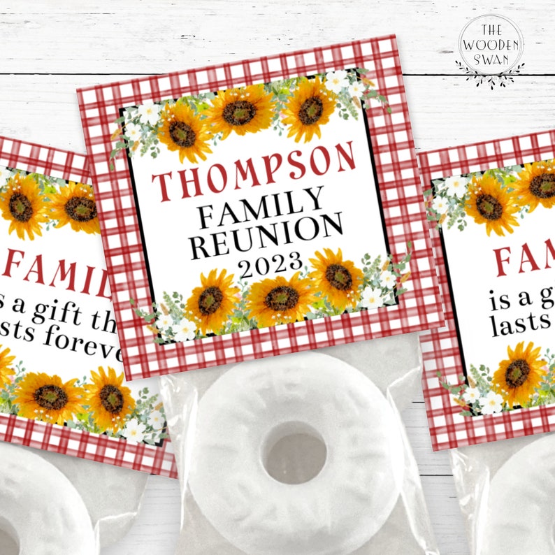 Printable Family Reunion Mint Topper Template, Country Sunflowers ...