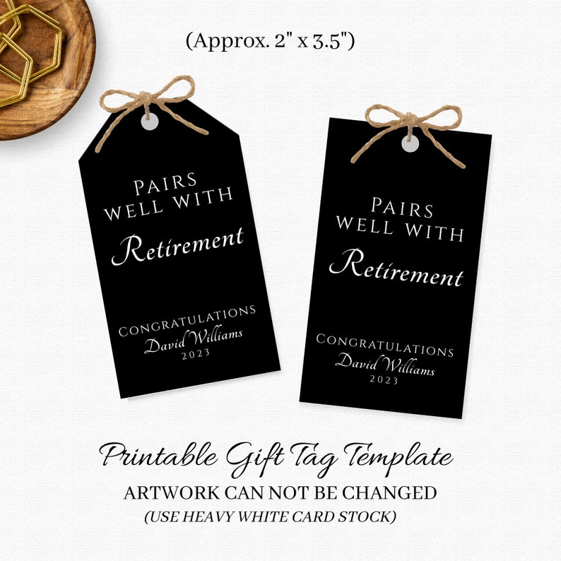 Printable Retirement Gift Tag Template, Retirement Wine Bottle Tag ...