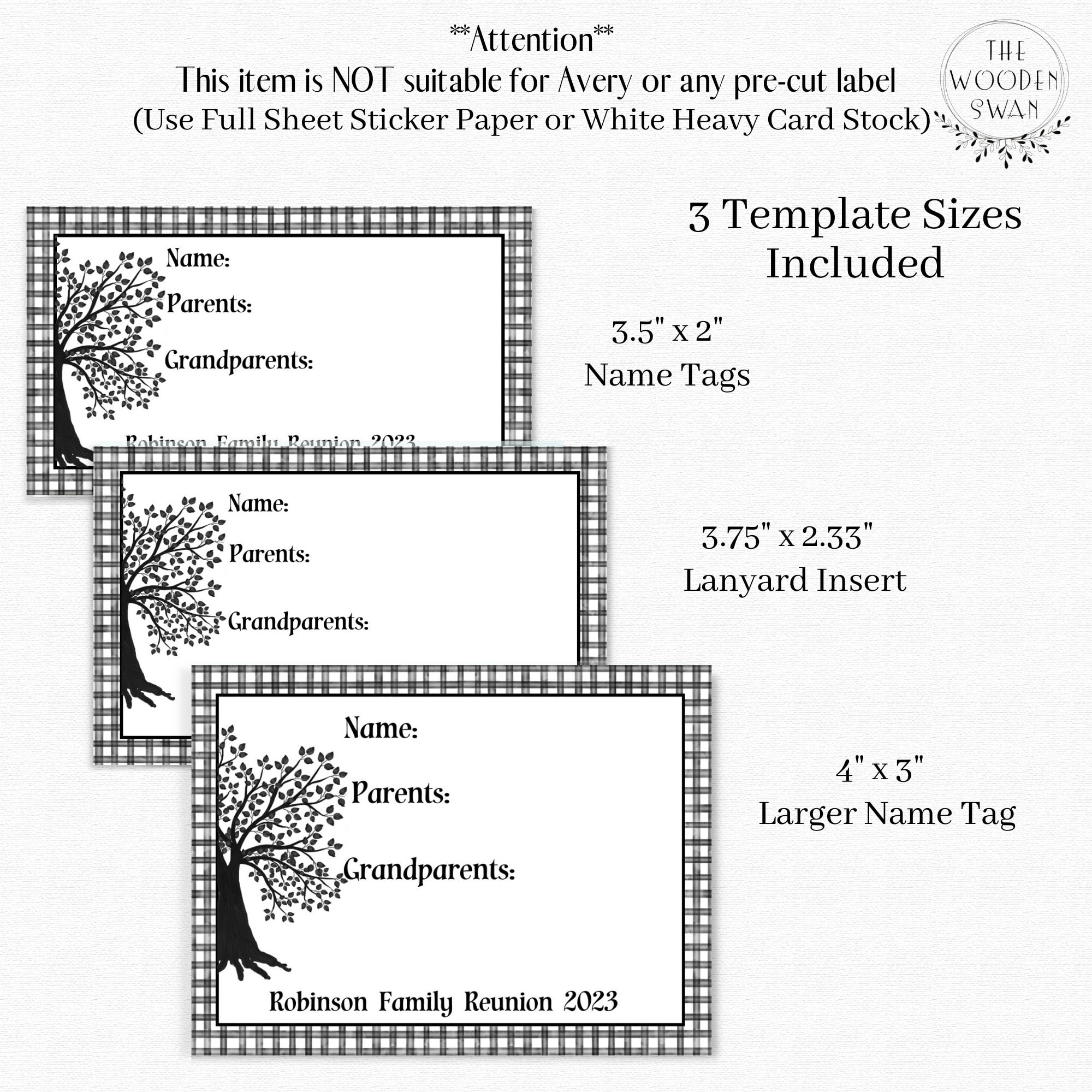 Family Reunion Name Tag Template , Party Name Tags, Family Celebration ...