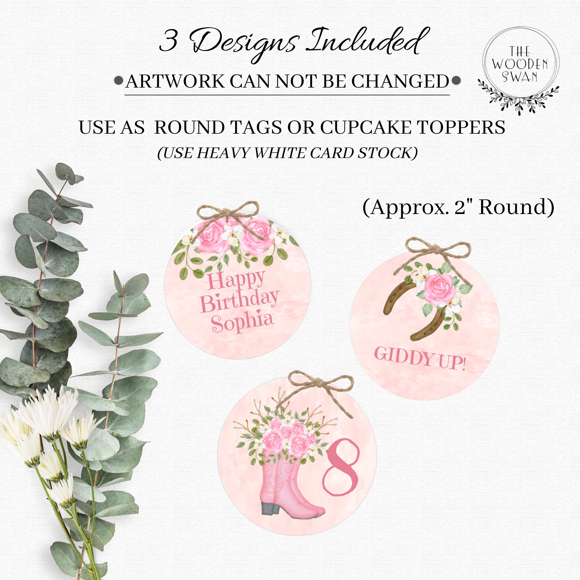Printable Western Round Tag Template, Cupcake Toppers, Round Gift Tags ...