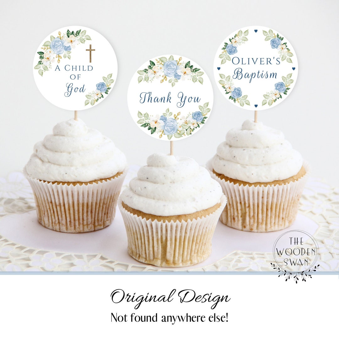 Baptism Round Tags Template, Cupcake Toppers, Round Gift Tags ...