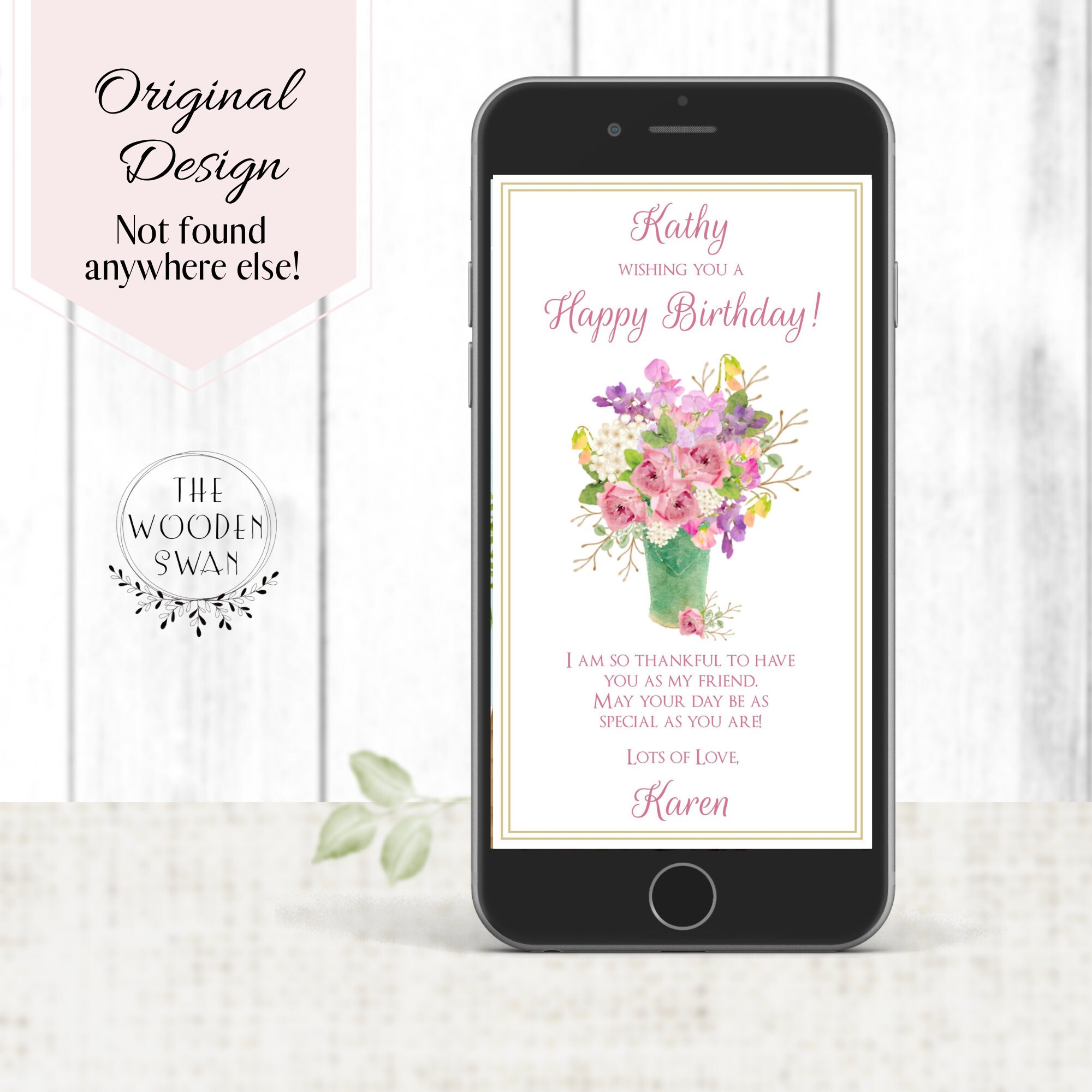 Electronic Birthday Card Template for Her Text Birthay Greeting Card ...