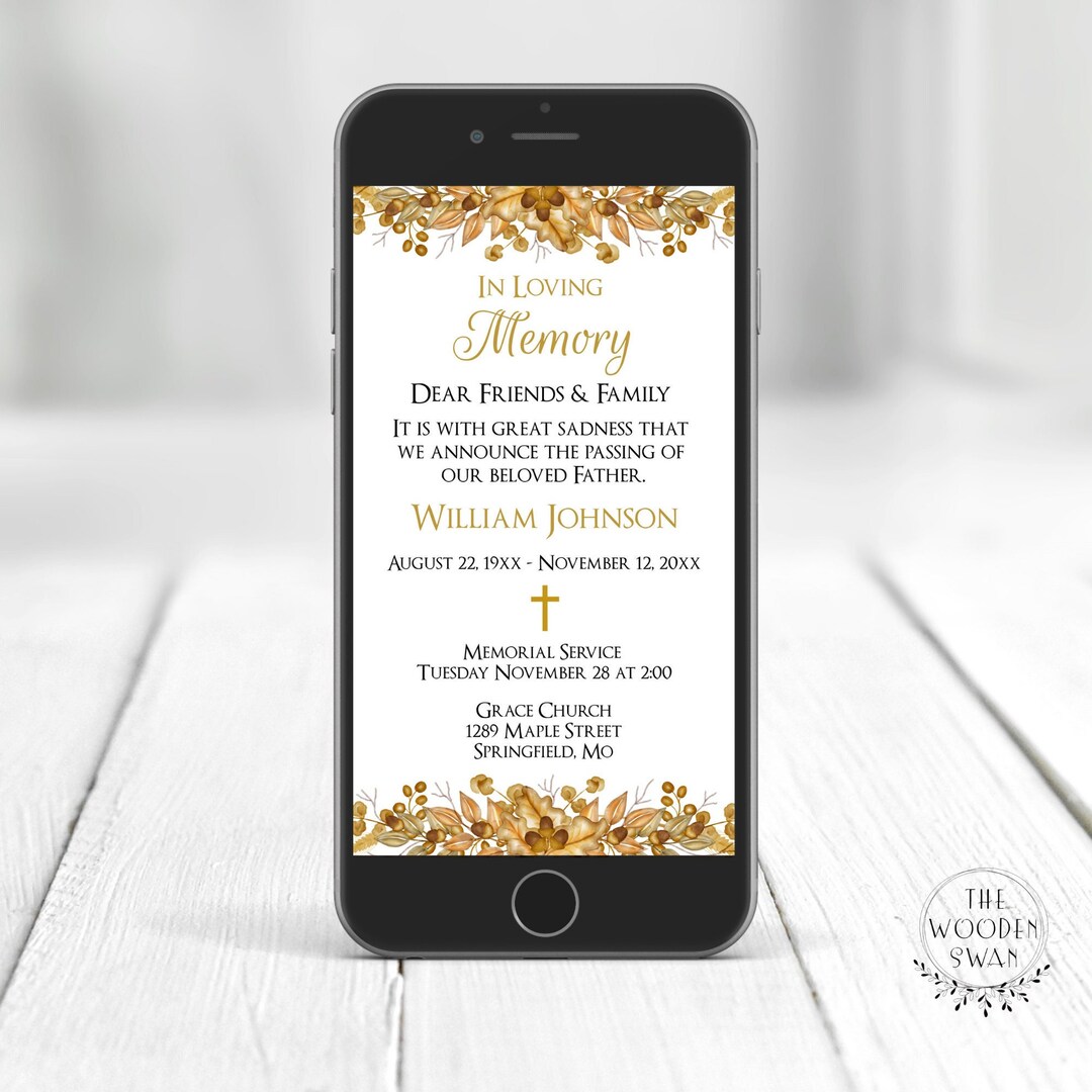 Electronic in Loving Memory Card Template, Death Announcement for Man ...