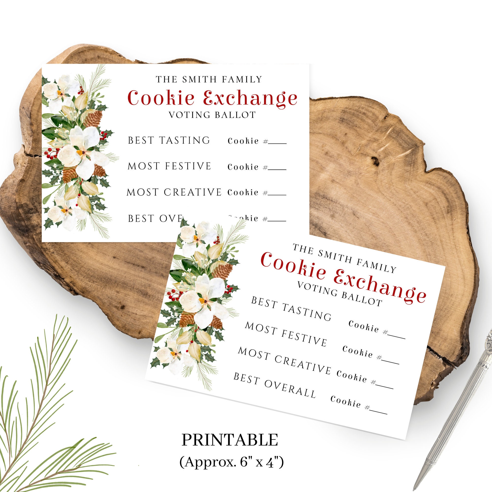 Printable Christmas Cookie Exchange Templates, DIY Templates, Cookie ...