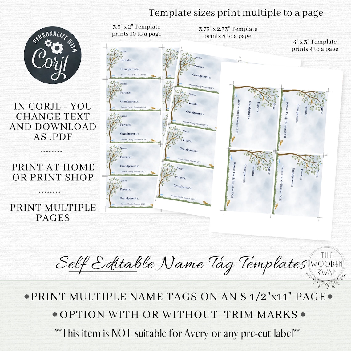 Family Reunion Name Tag Template, Party Name Tags, Family Reunion ...