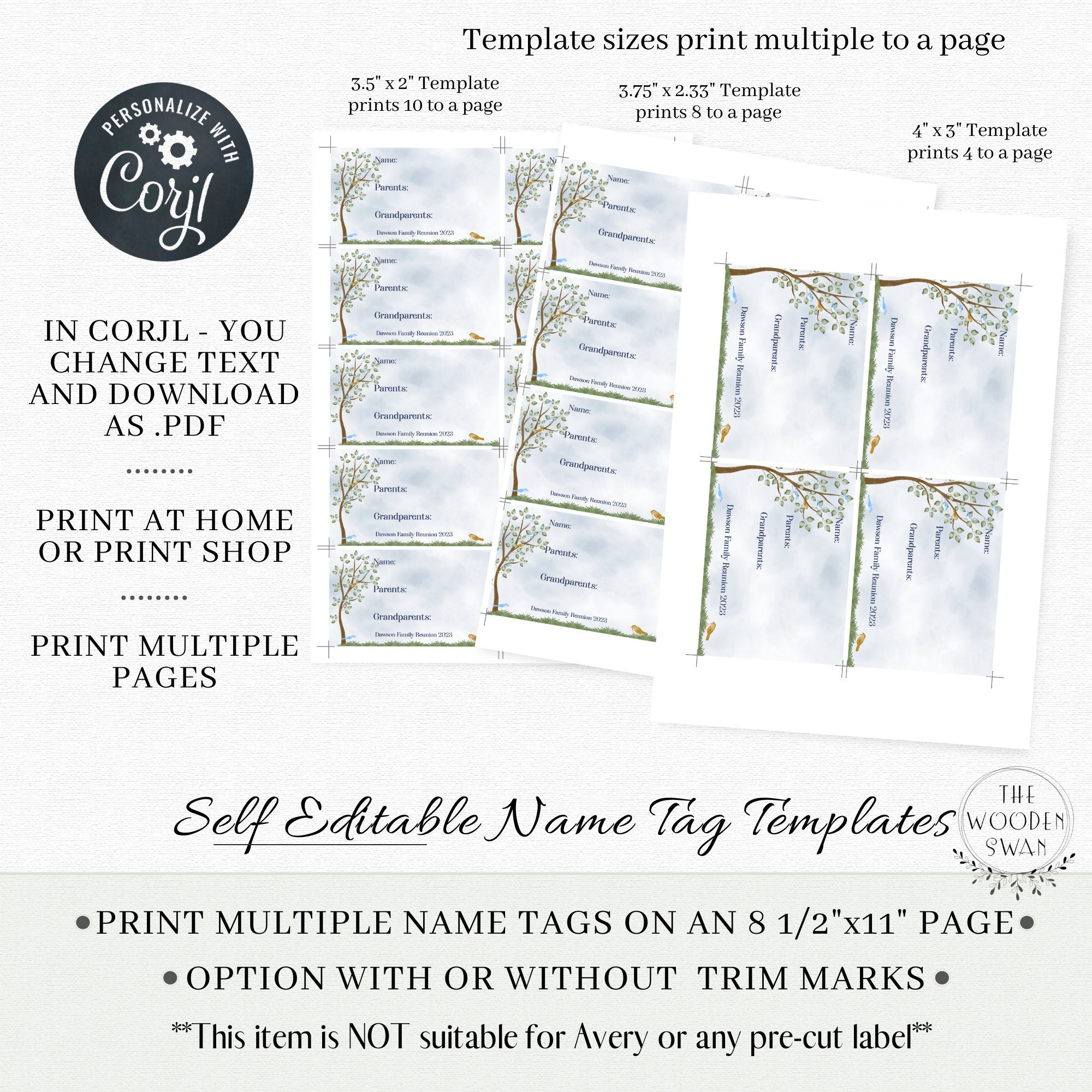 Family Reunion Name Tag Template, Party Name Tags, Family Reunion ...