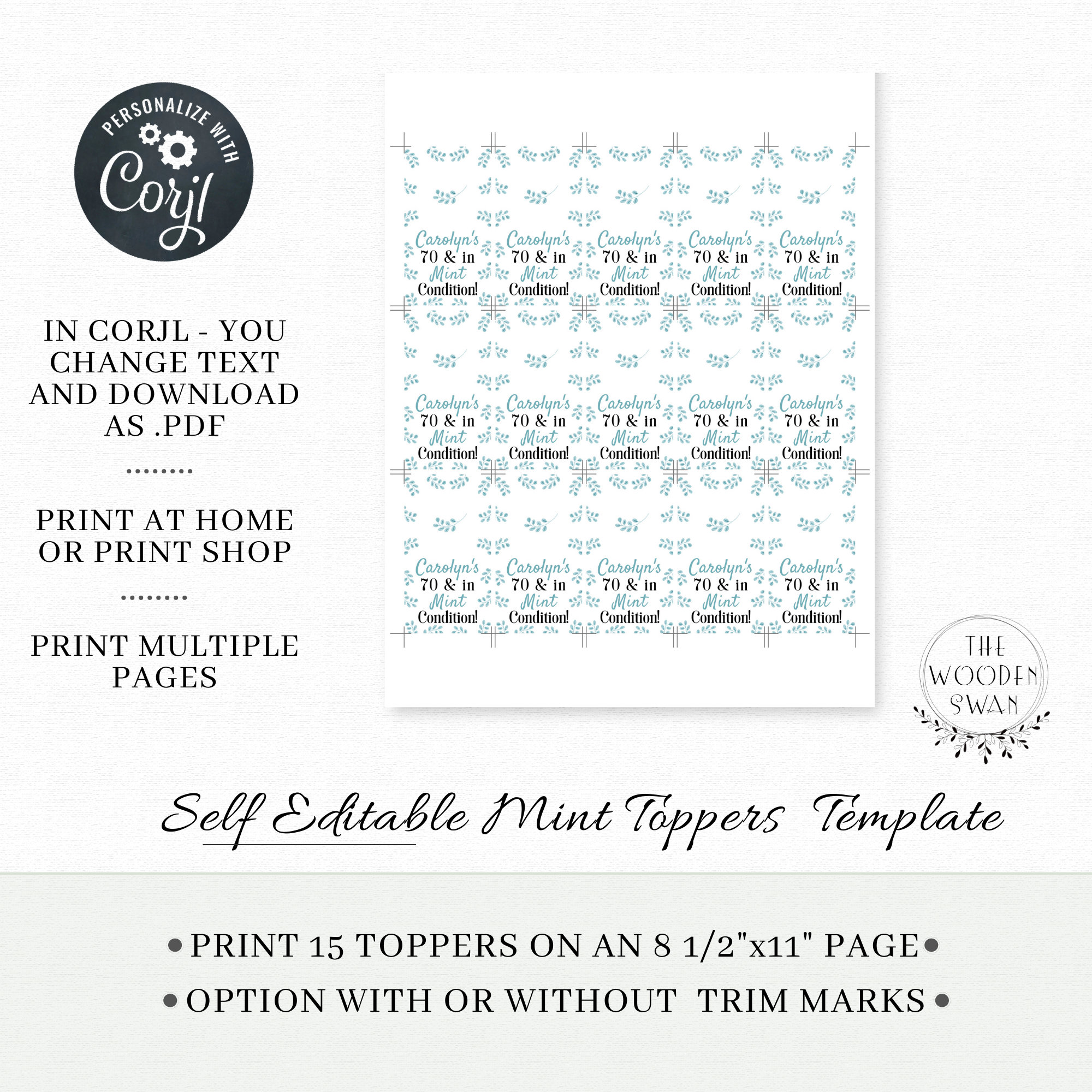 Printable Birthday Mint Favor Topper Template, Custom Mint Party Favors ...