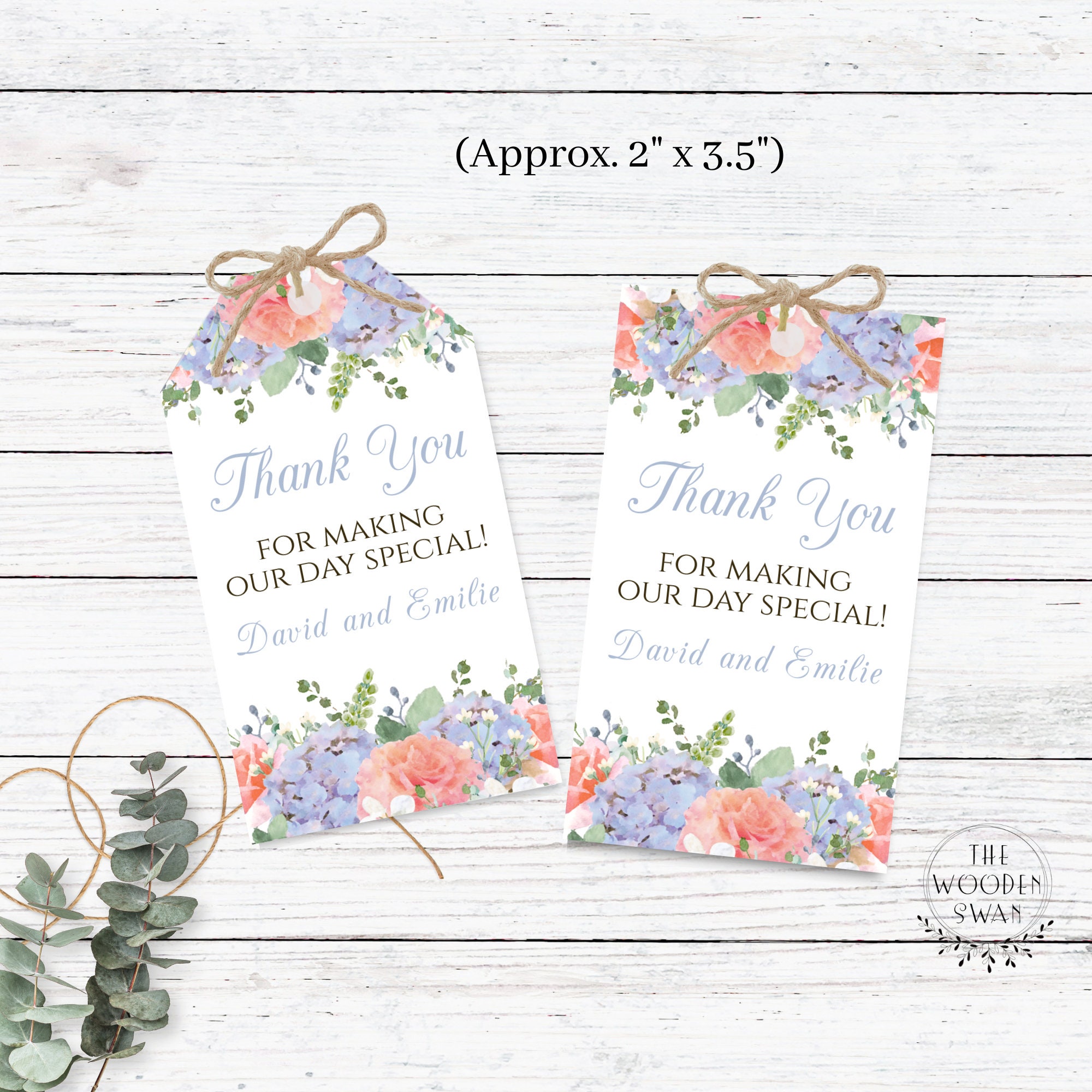 Printable Thank You Tag Template, Wedding Thank You, Favor Tag, Gift ...
