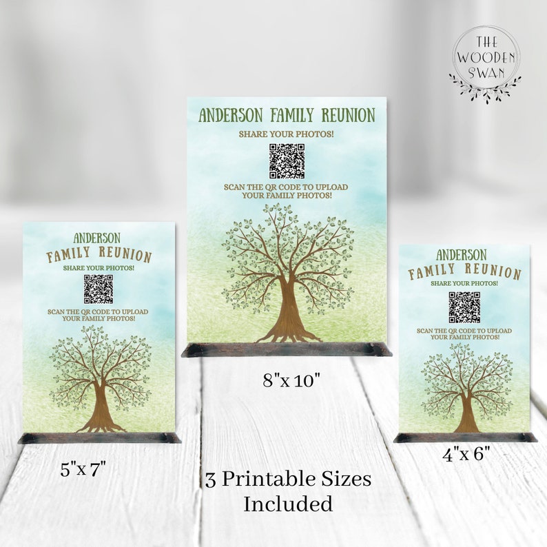 Plantilla imprimible de letrero QR para mesa de reunión familiar ...