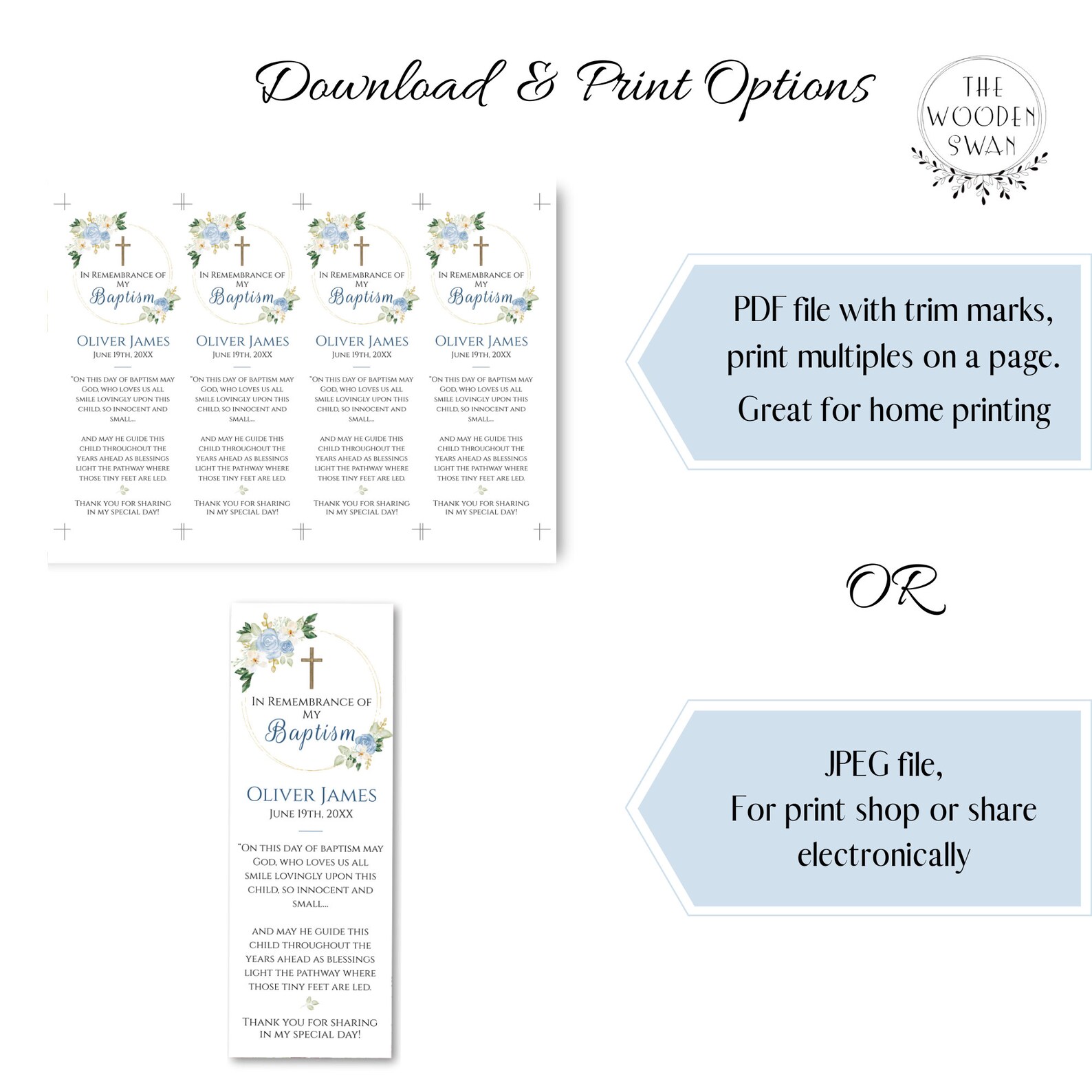 Printable Baptism Bookmark Template Printable Bookmark - Etsy