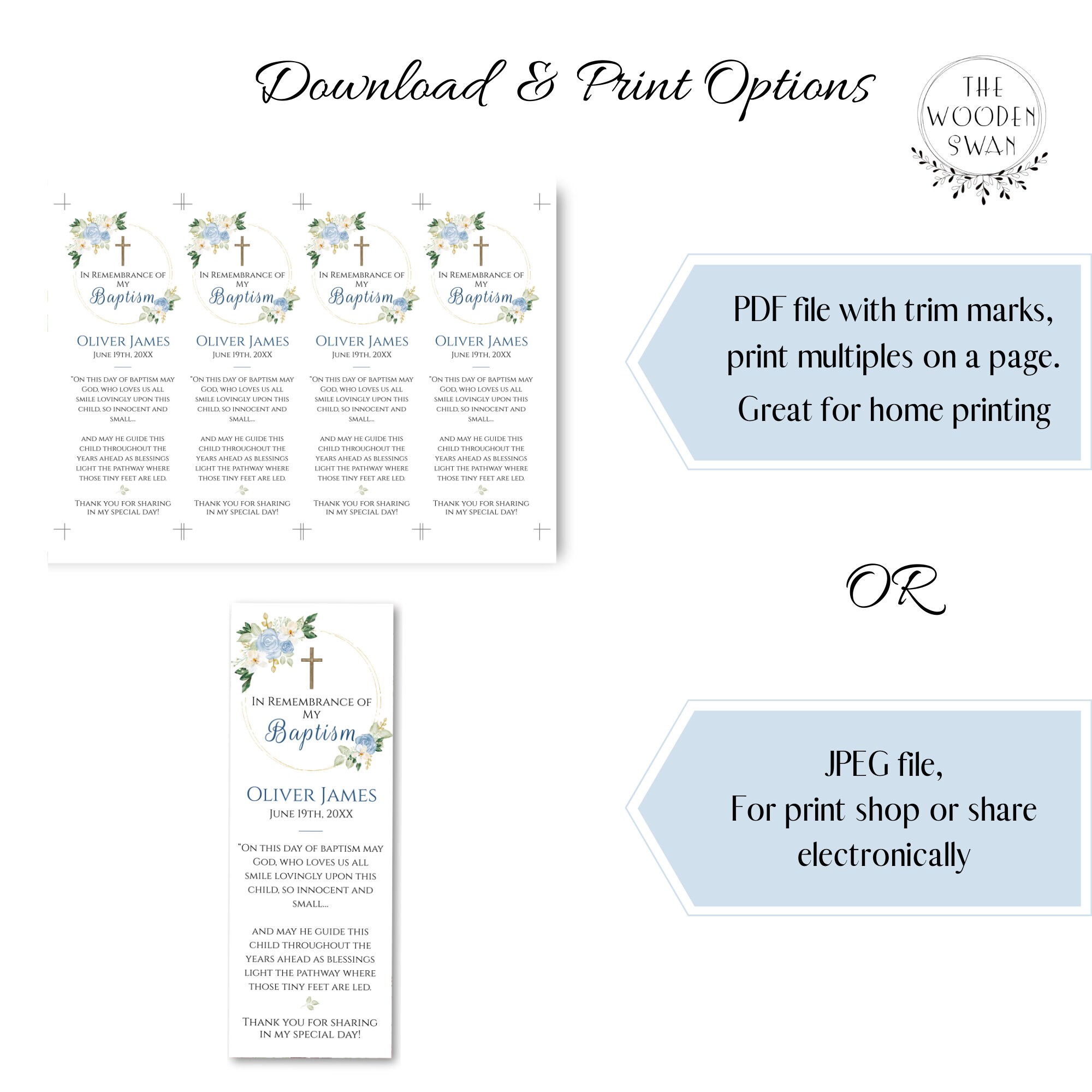 Printable Baptism Bookmark Template Printable Bookmark - Etsy