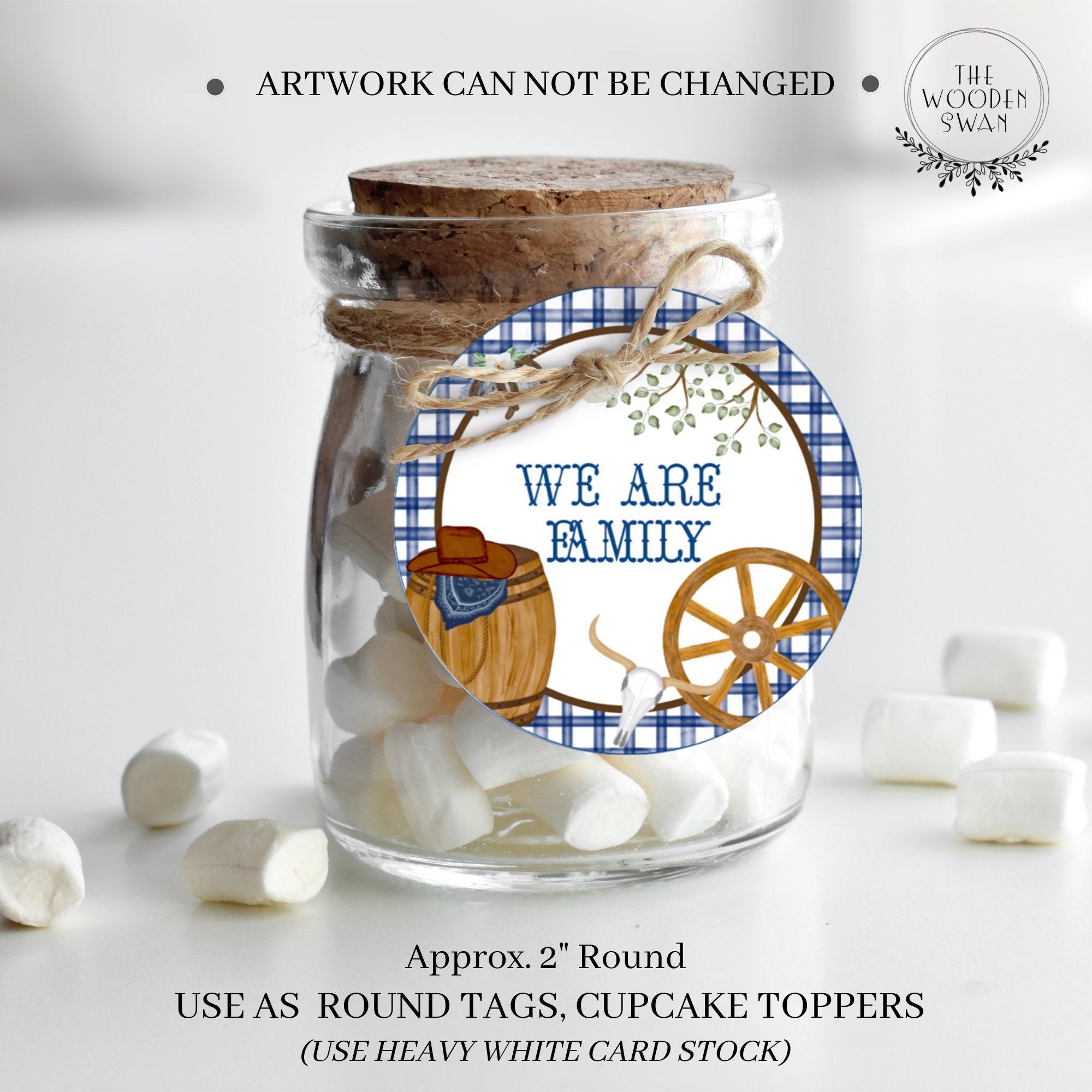 Family Reunion Cupcake Topper Template, Round Gift Tags, Country ...