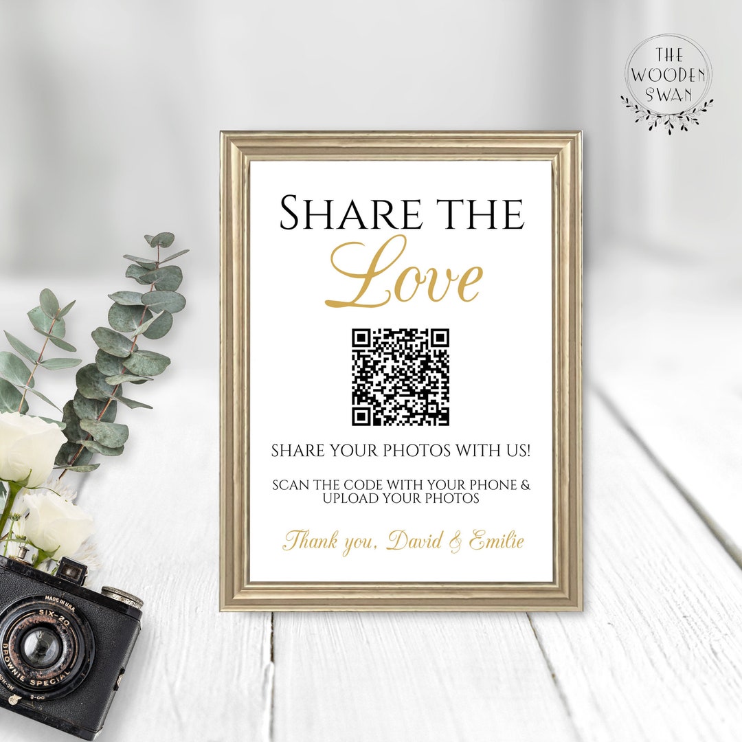 Printable Share the Love Sign Template, QR Code Sign, Photo Sharing ...