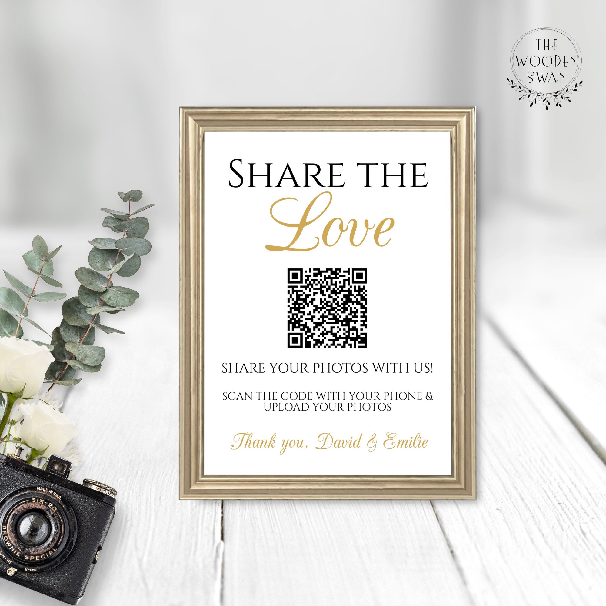Printable Share the Love Sign Template, QR Code Sign, Photo Sharing ...
