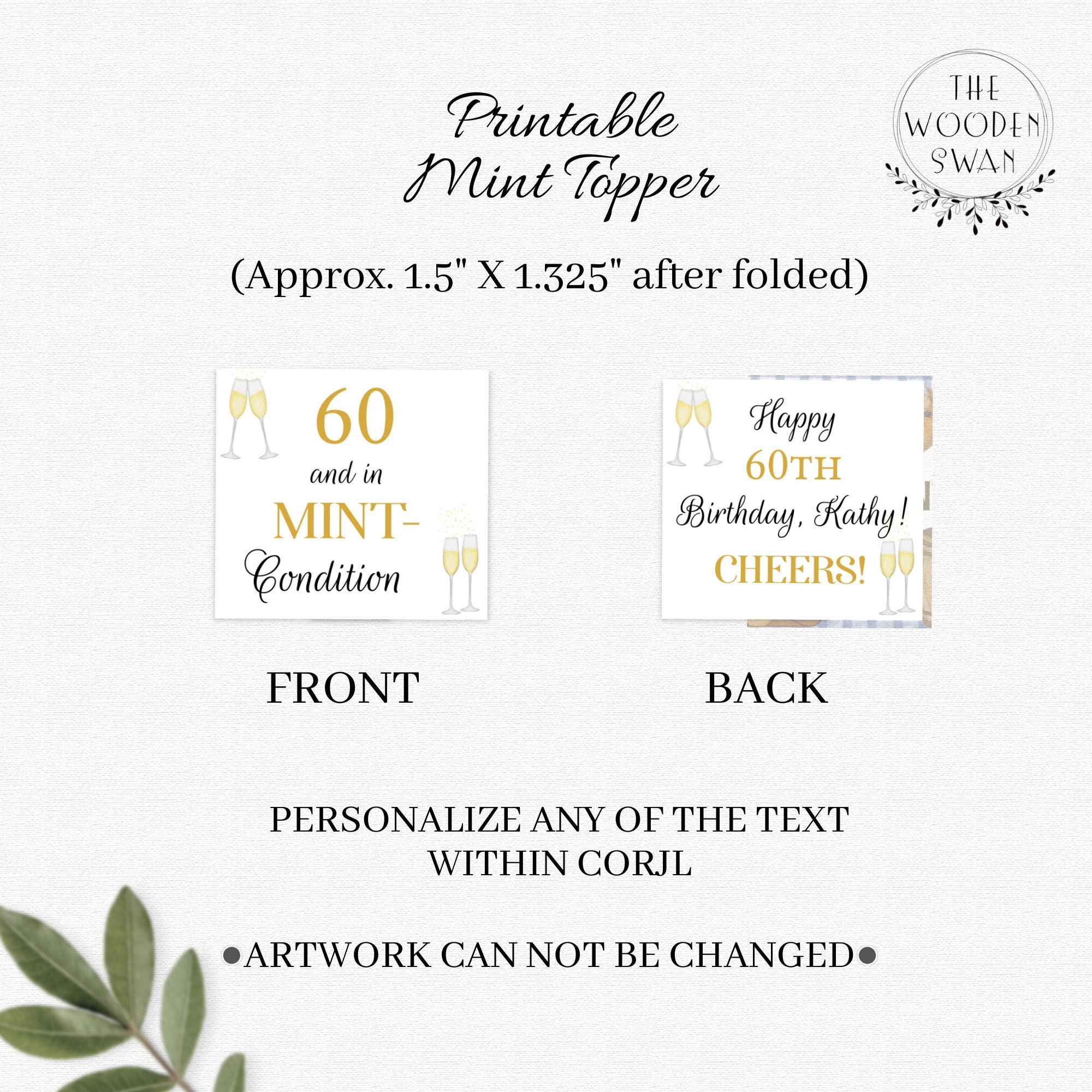Printable 60th Birthday Mint Favor Topper Template, Custom Mint Party ...