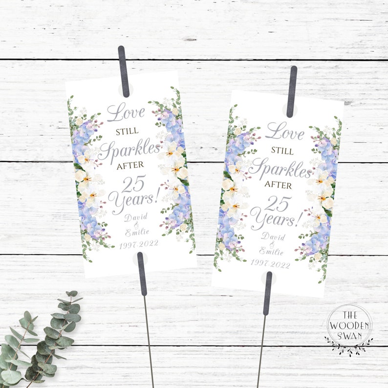 Printable Sparkler Tag Template, 25th Anniversary, Silver Anniversary ...