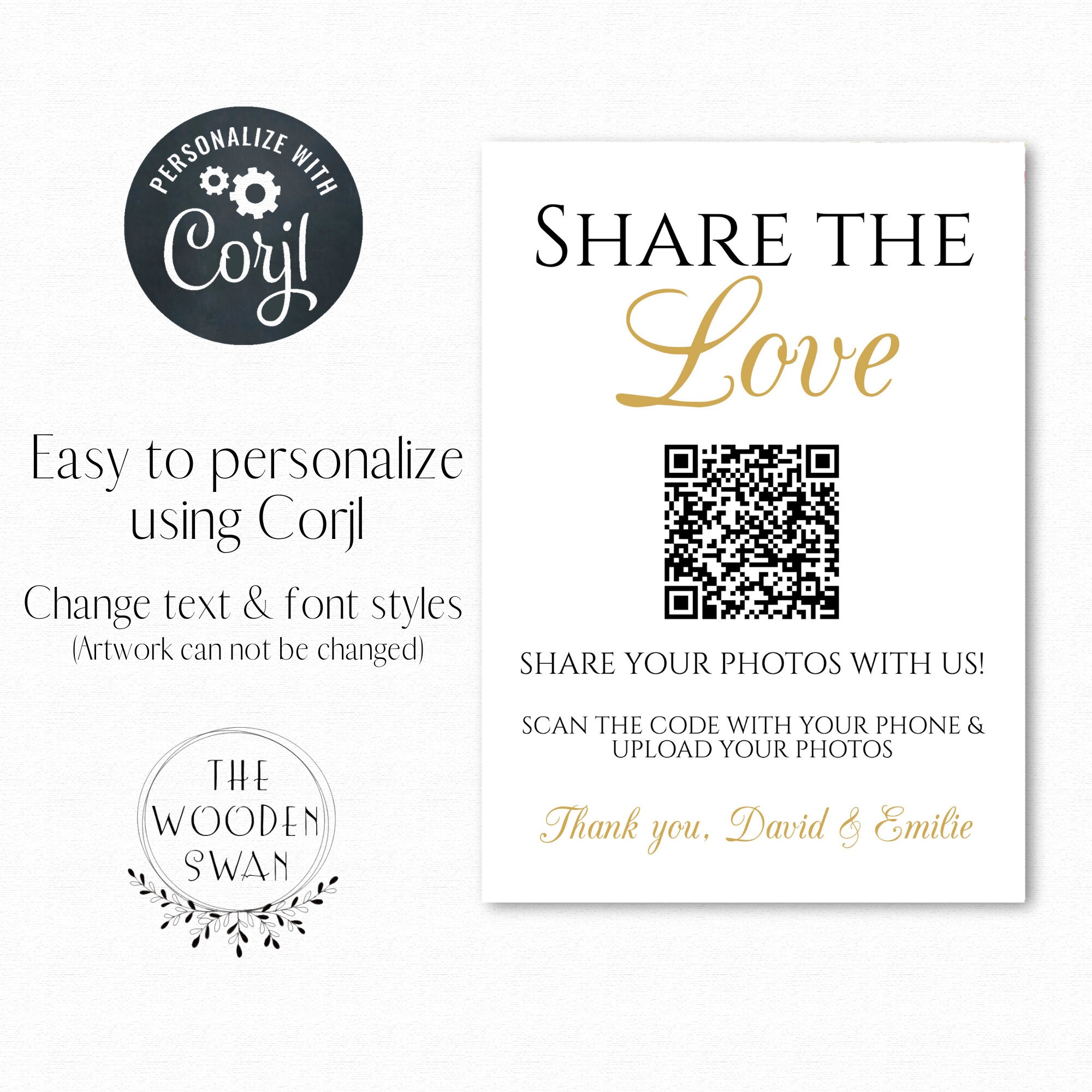 Printable Share the Love Sign Template, QR Code Sign, Photo Sharing ...