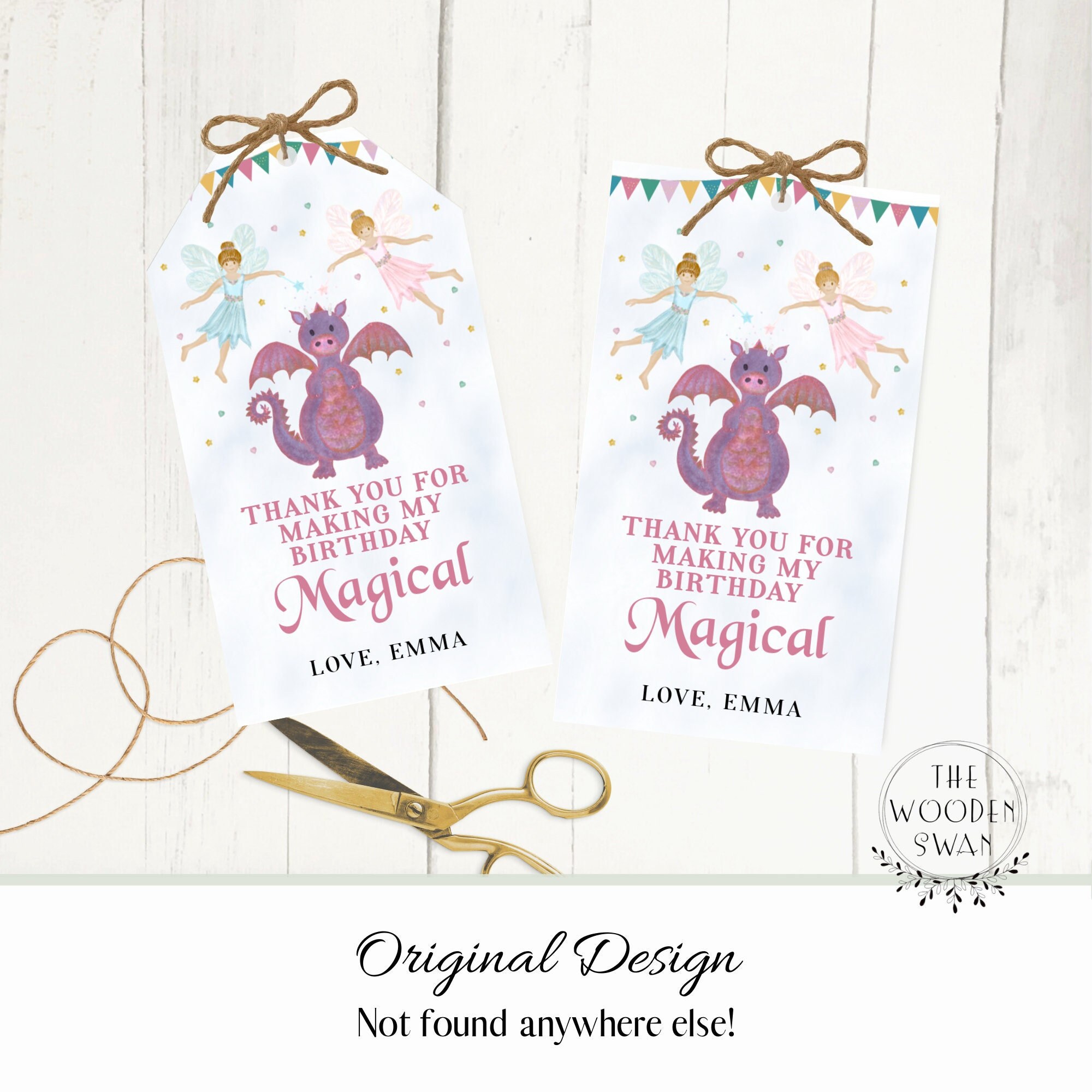Editable Favor Tag Template, Thank You Gift Tag, Magical Birthday ...