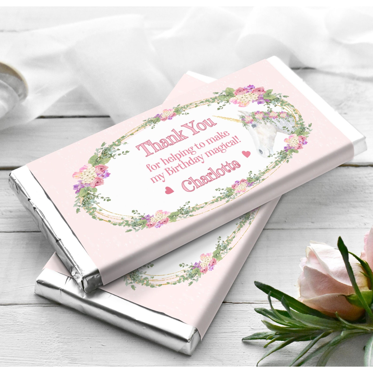 Printable Chocolate Bar Wrapper, Girls Birthday, 1.55 Hershey, Pink and ...